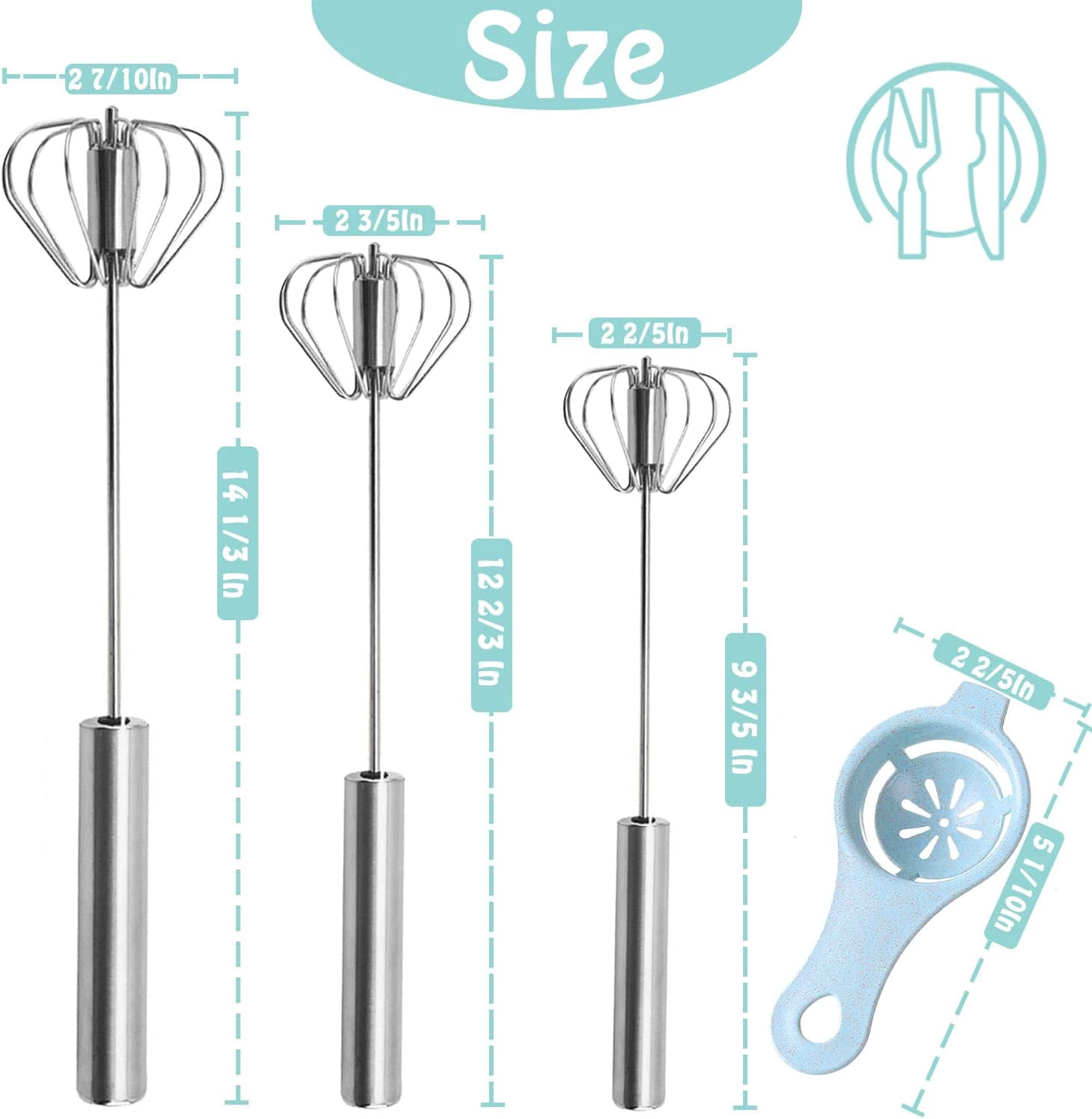 fhxbjoi Semi-automatic Whisk Stainless Steel Egg Beater Hand Push ...