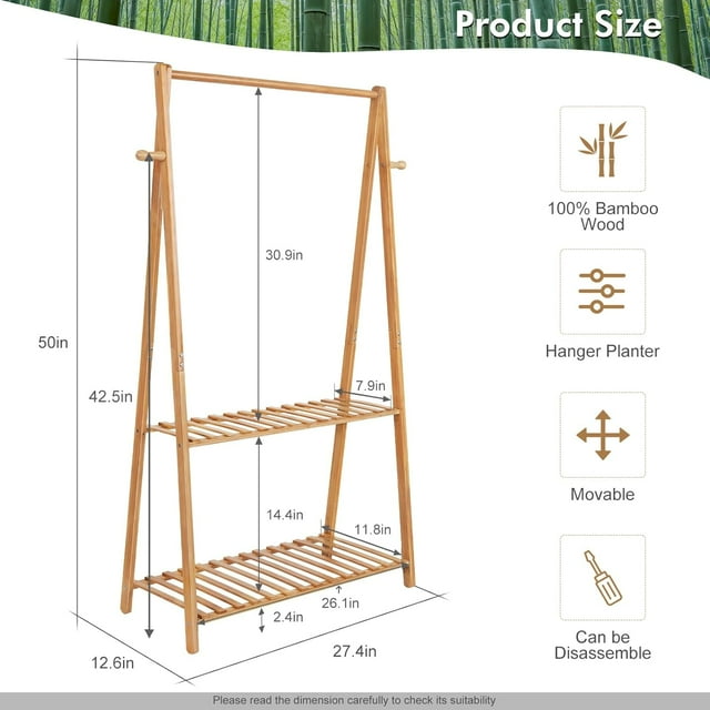 fhxbjoi Small Clothes Hanging Racks Bamboo Wood Clothing Garment Racks ...