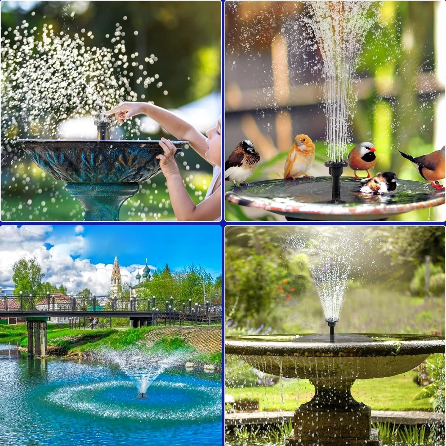 fhxbjoi Solar Bath Fountain Pump 2025 Upgrade 2.5W Solar Fountain with ...