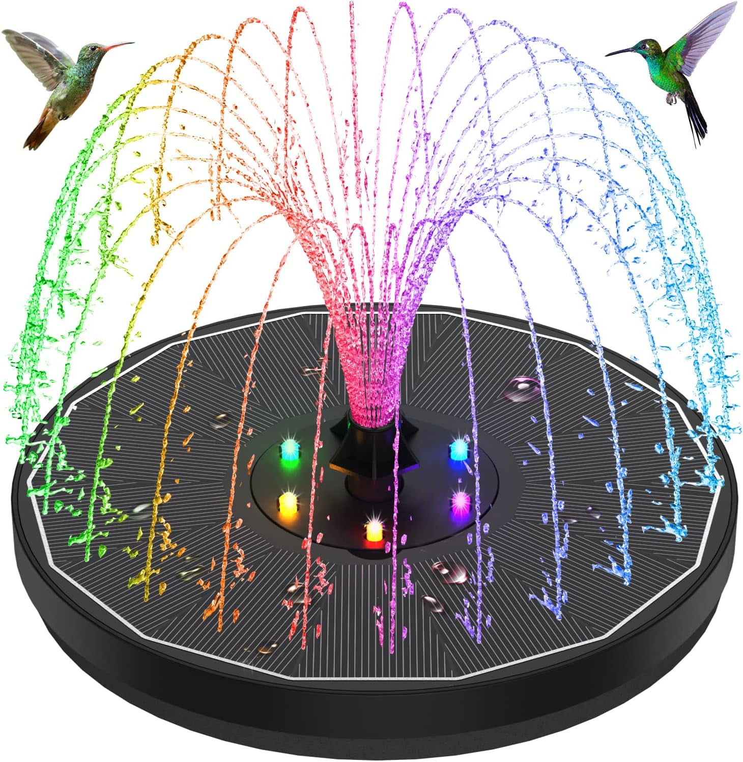 fhxbjoi Solar Fountain 3.5W Solar Bath Fountains with Glass Panel 2200 ...