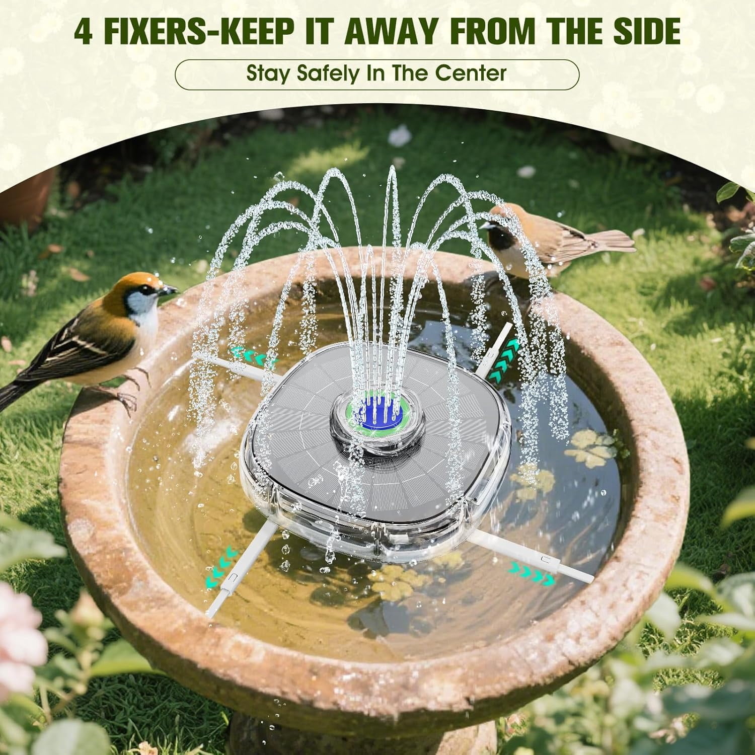 fhxbjoi Solar Fountain with Colorful Lights 4000mAh Battery Solar Bath ...