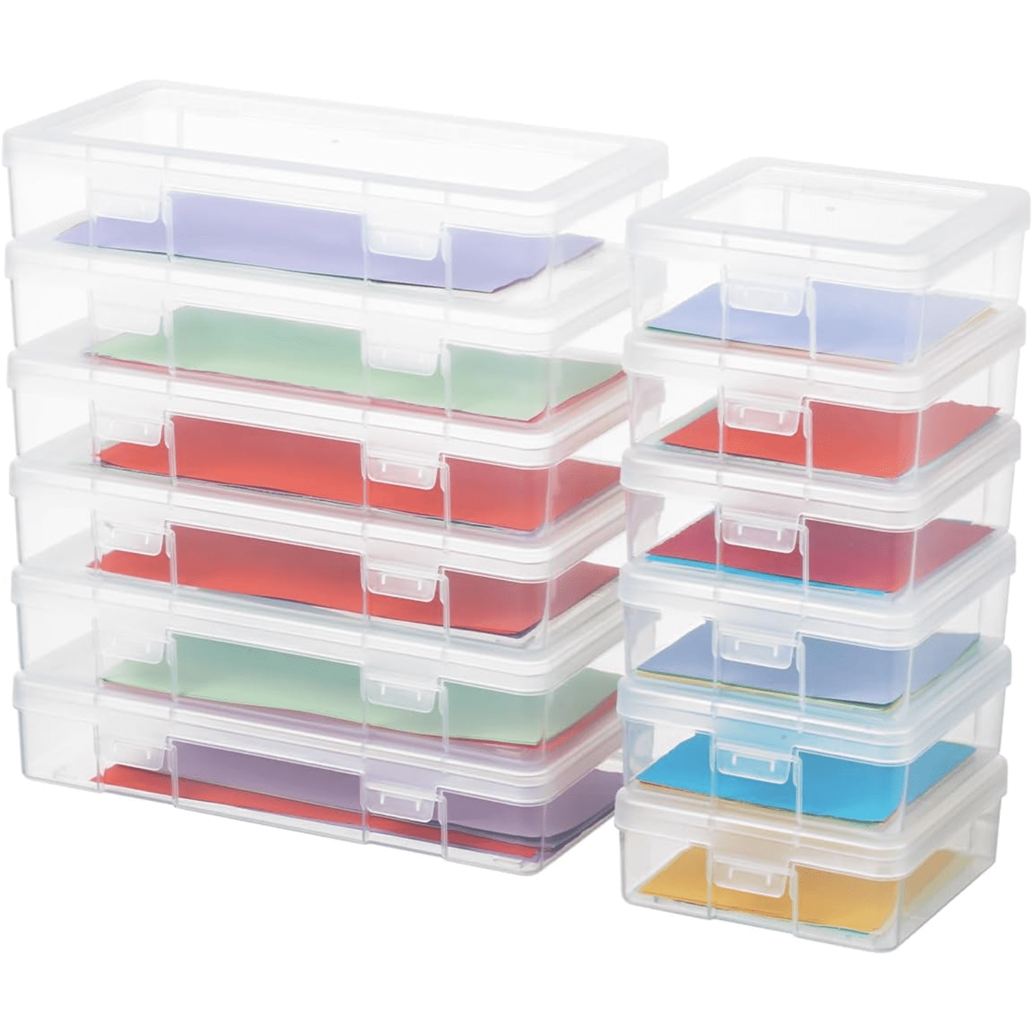 fhxbjoi Stackable Plastic Clear Storage Containers with Latching Lid ...