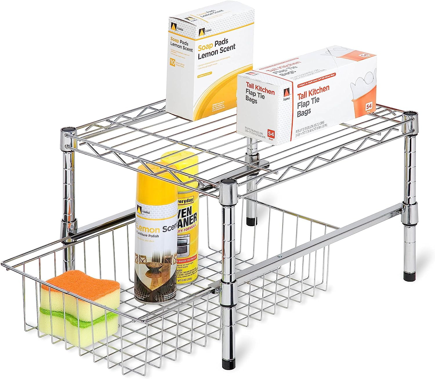 fhxbjoi Stacking Cabinet Organizer-Sm SHF-03525 Chrome 11.75 x 17.5 ...