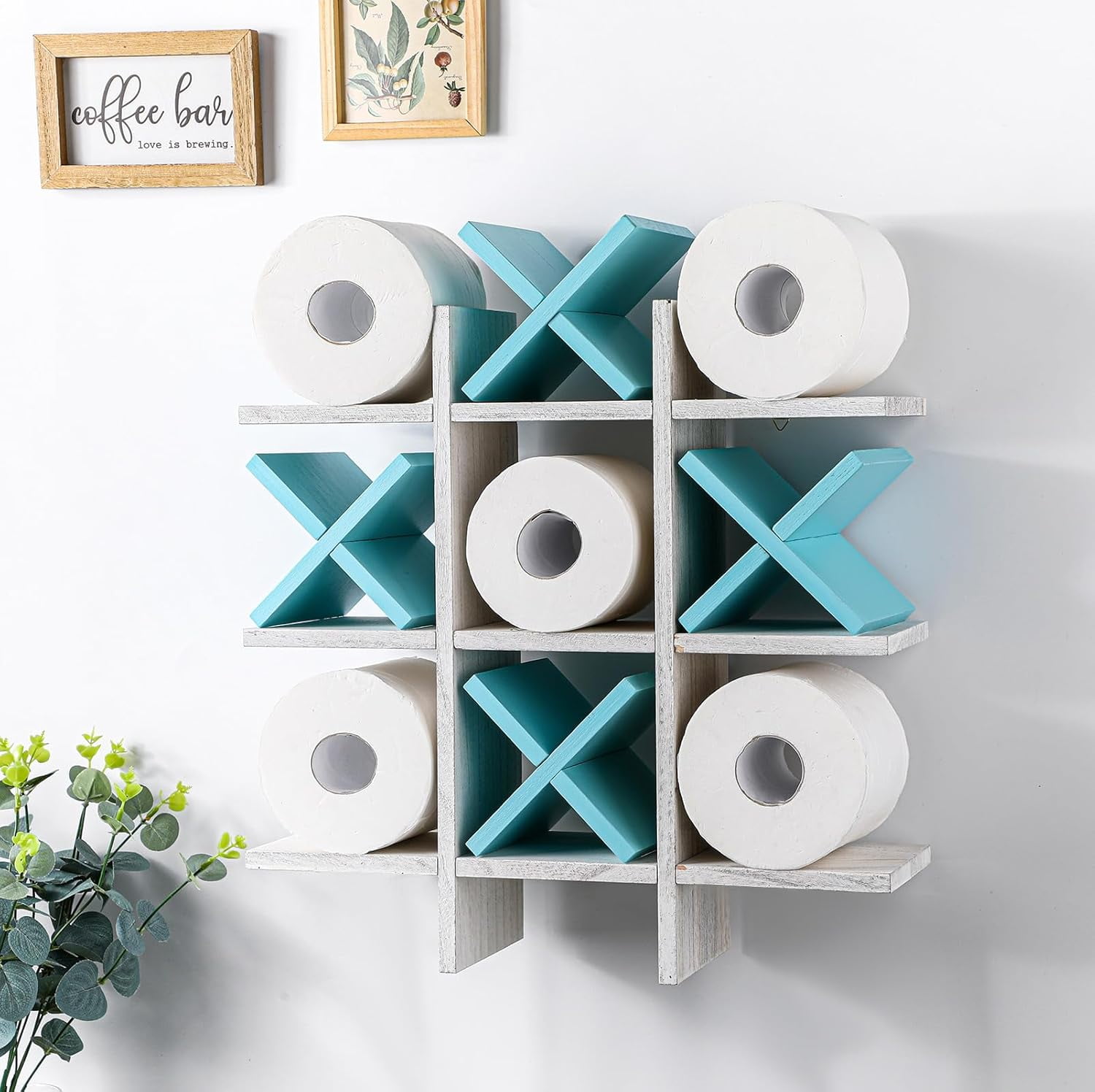 fhxbjoi Tic Tac Toe Toilet Paper Holder Stand Bathroom Wall Decor ...