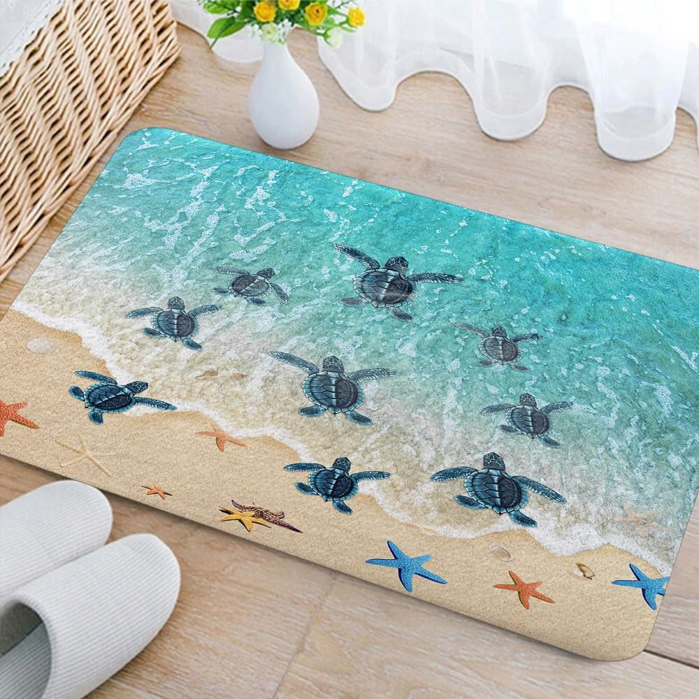 sasyxdc Turtle Ocean Beach Themed Rugs - Sea Turtle Bathroom Rugs with ...