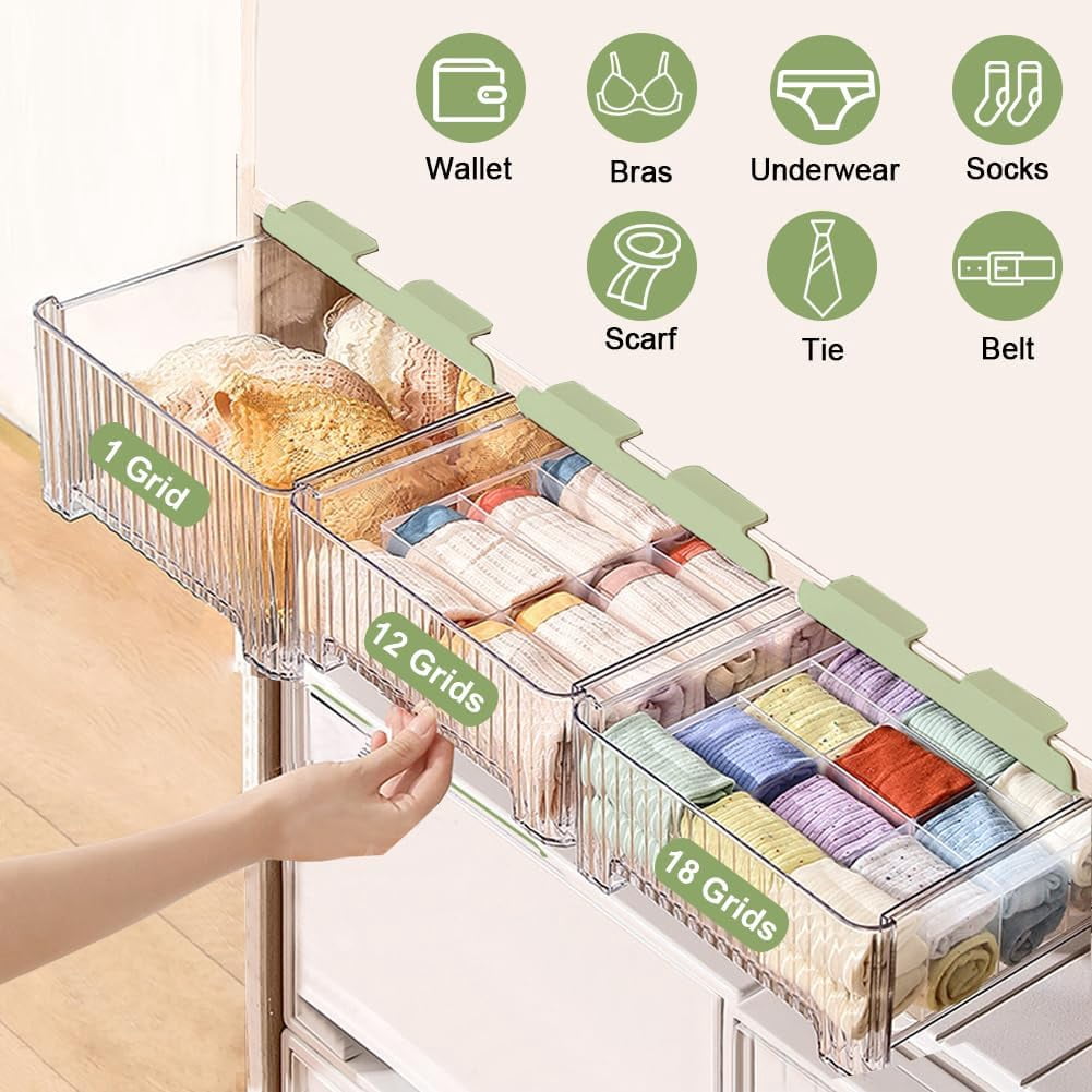 fhxbjoi Underwear Organizer Drawer 1 Cell Plastic Sock Underwear ...