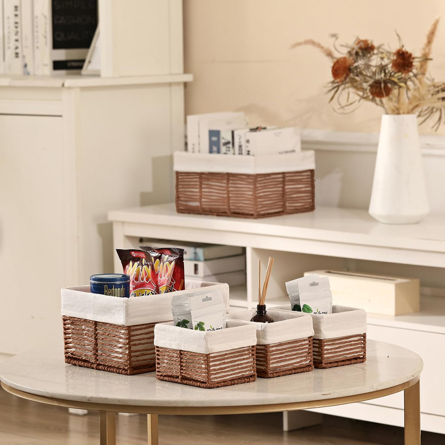 fhxbjoi Wicker Storage Basket 6 Pack Baskets for Organizing Wicker ...