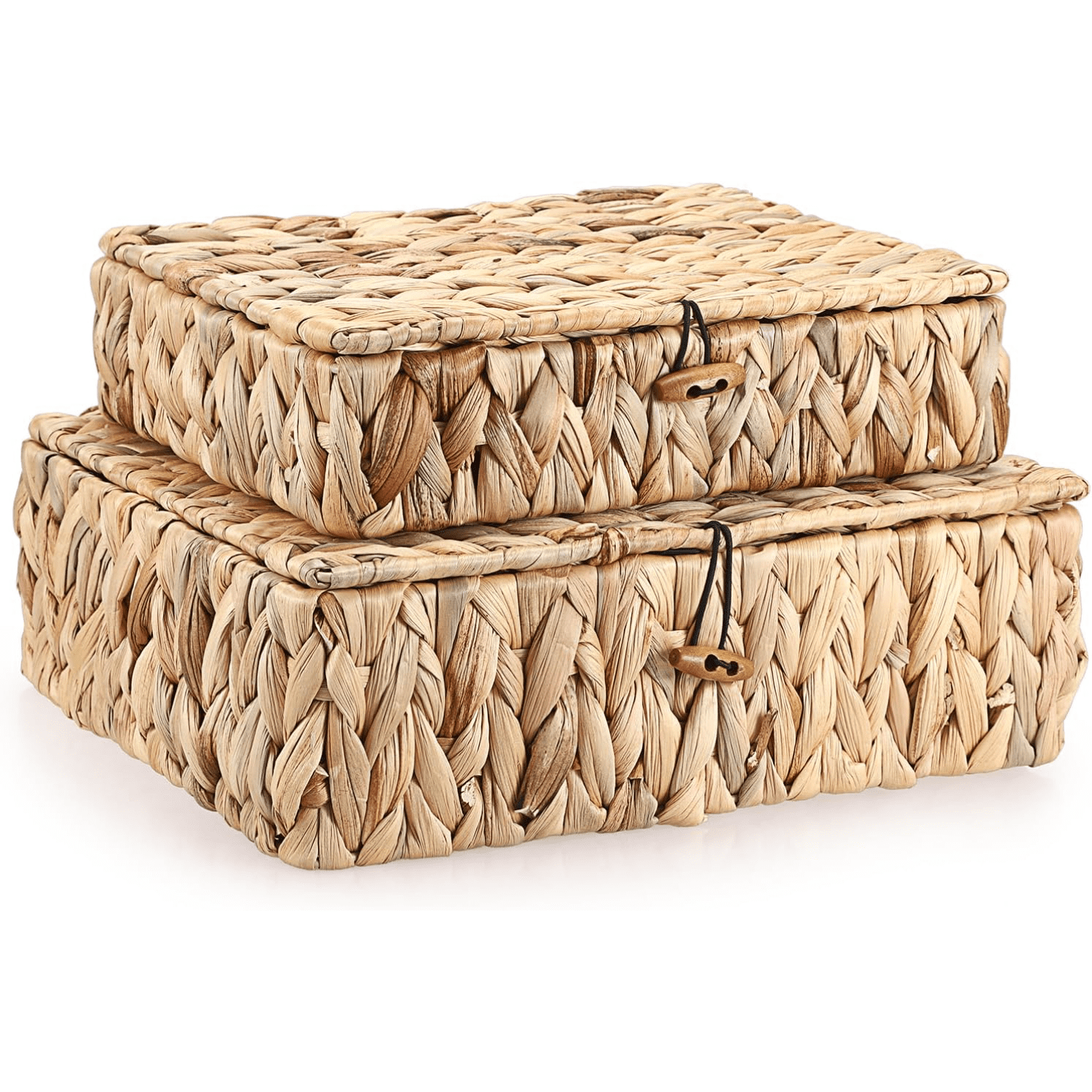 fhxbjoi Wicker Storage Basket Bins with Lid Natural Water Hyacinth ...