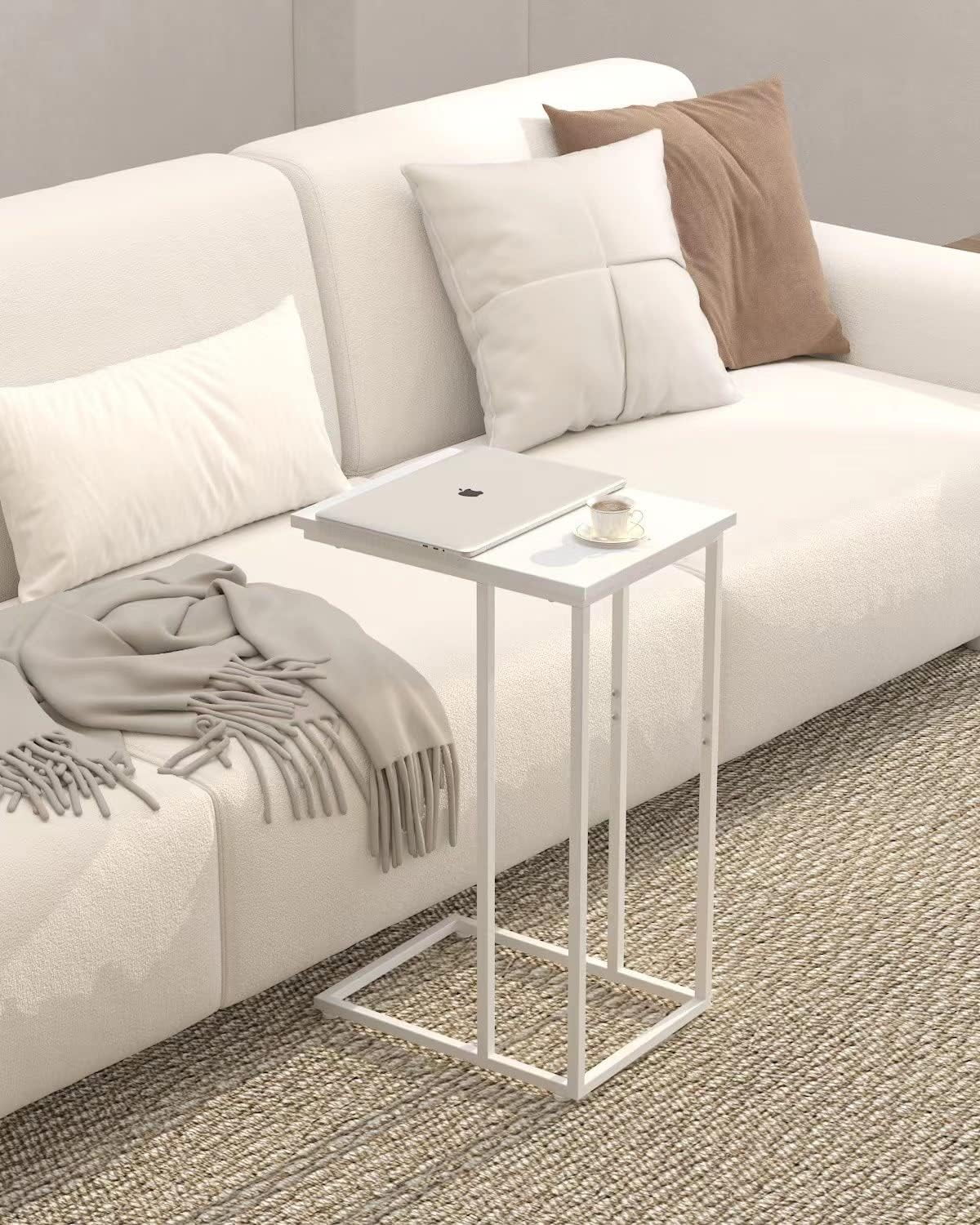 fhxbjoi Wide C Side Table C Couch Table with Metal Frames Small Snack ...