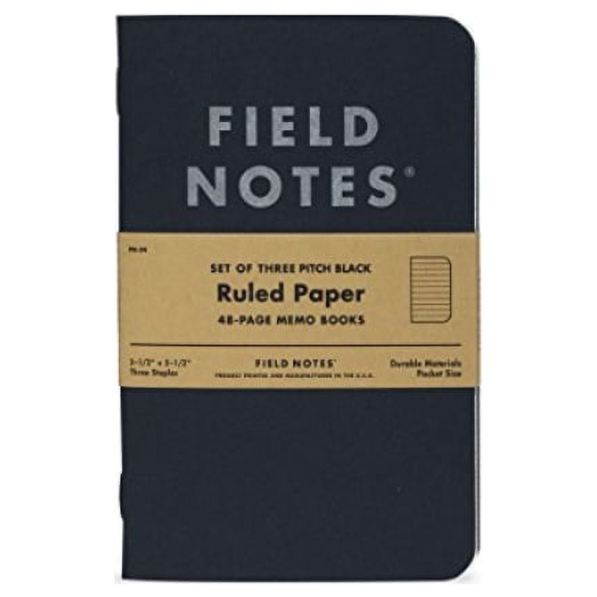 field notes pitch black notebook - 3-pack - small size 3.5" x 5.5 ...
