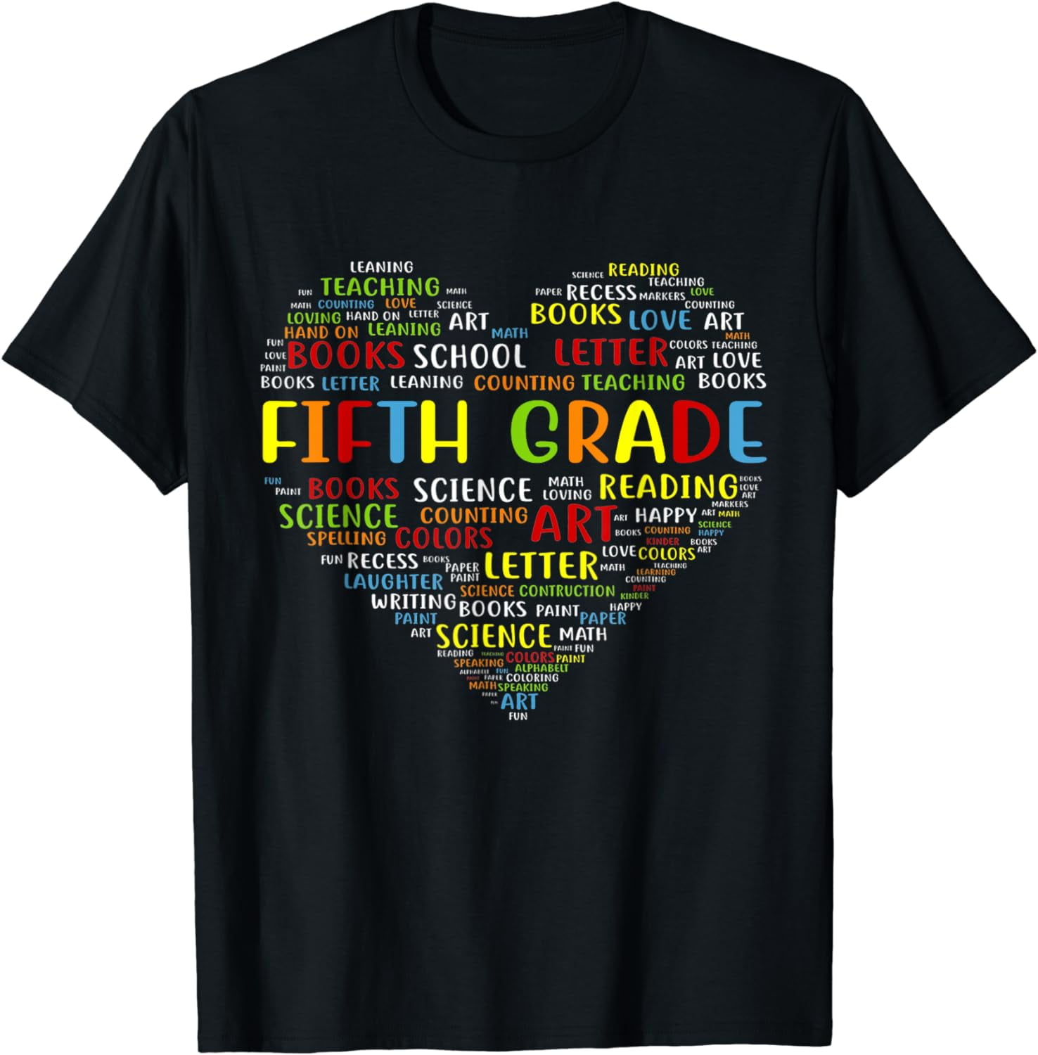 fifth Grade Heart Shirt Teacher fifth Day Back To School T-Shirt ...