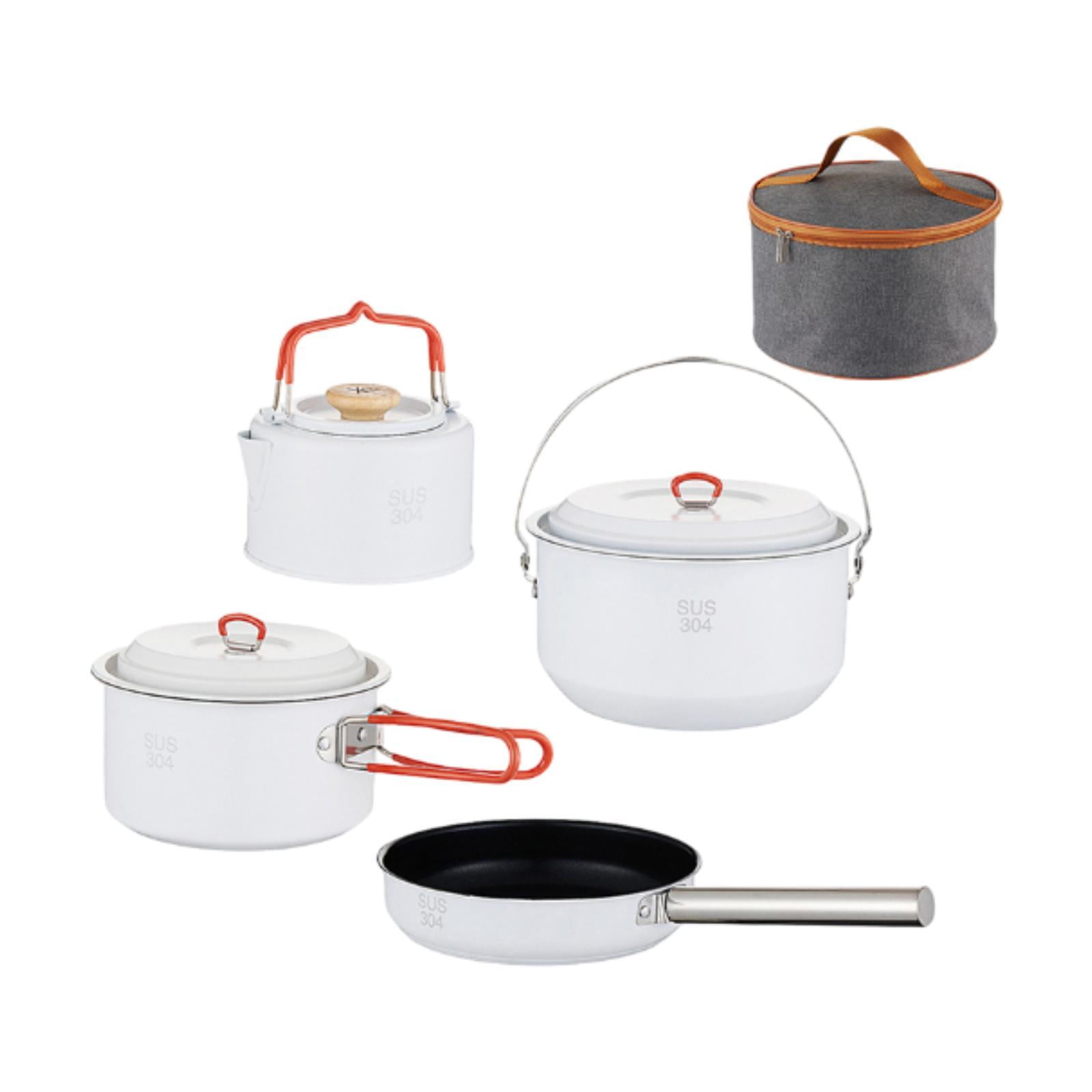 figatia 4 Pieces Camping Cookware Set Fry Pan Kettle Kitchen Utensils ...