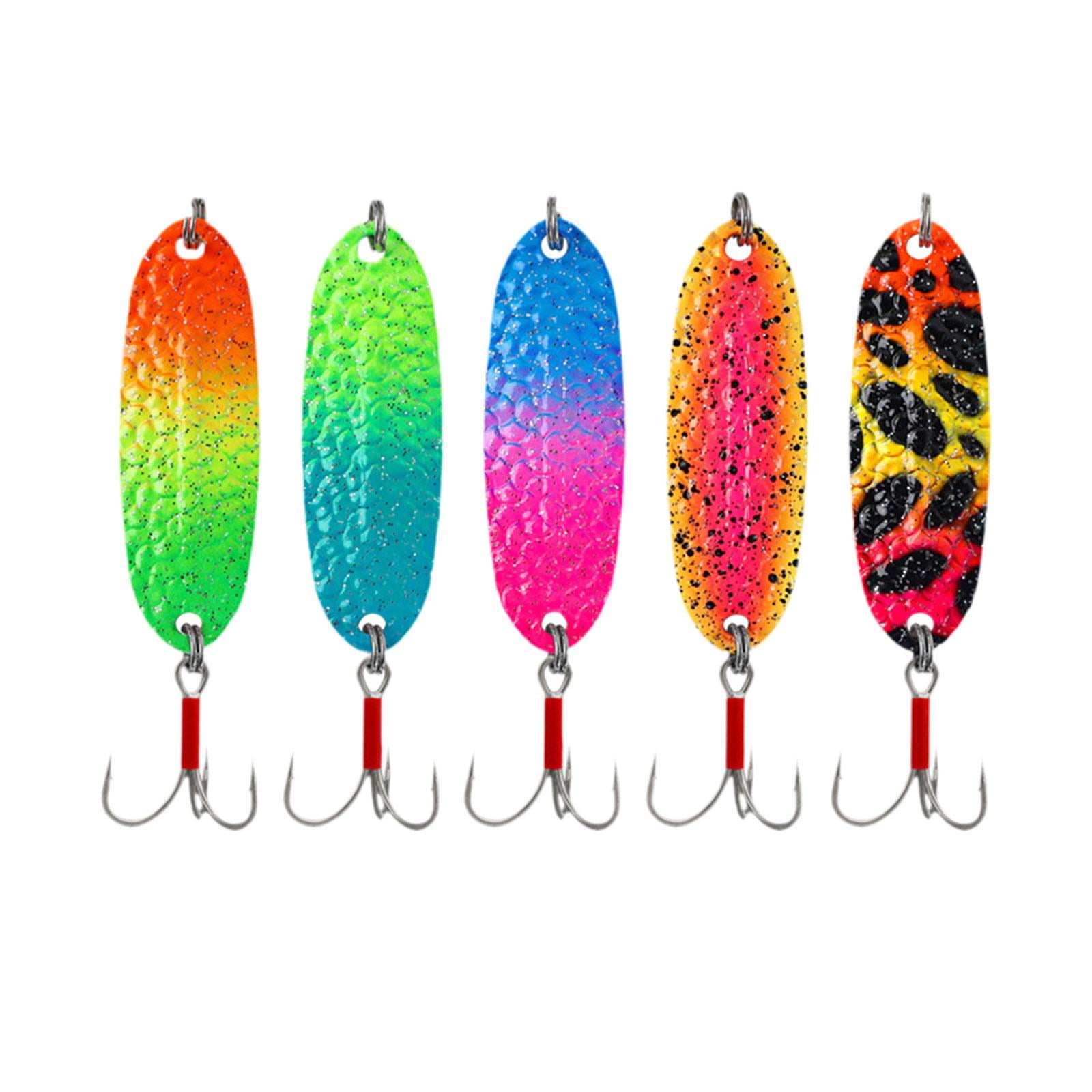 figatia 5 Pieces Fishing Spoons Hard Sequins Tackle with Hooks Spinnerbaits Iron Fishing Lures ...