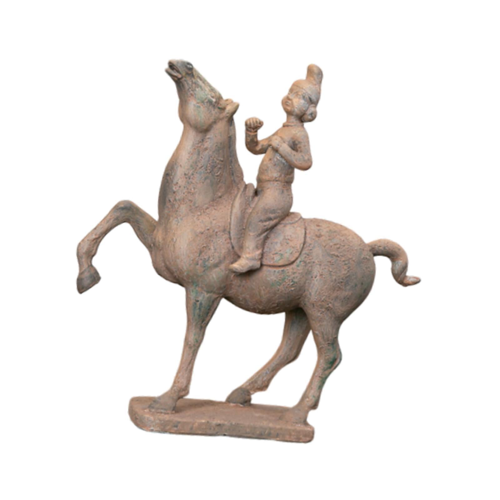 figatia Pottery Horse Riding Figure Ornament Simulated Unearthed ...
