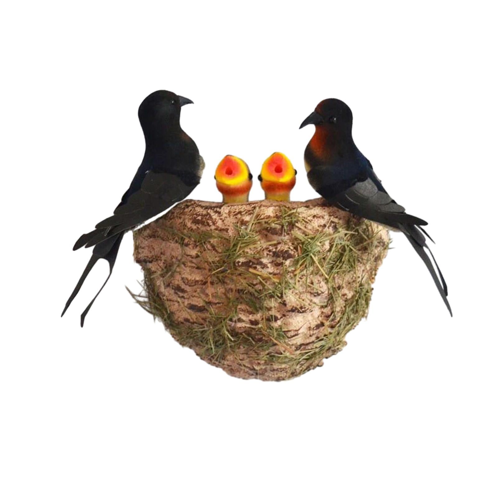 figatia Simulated Swallow Nest Artificial Bird Nest with Baby Birds ...