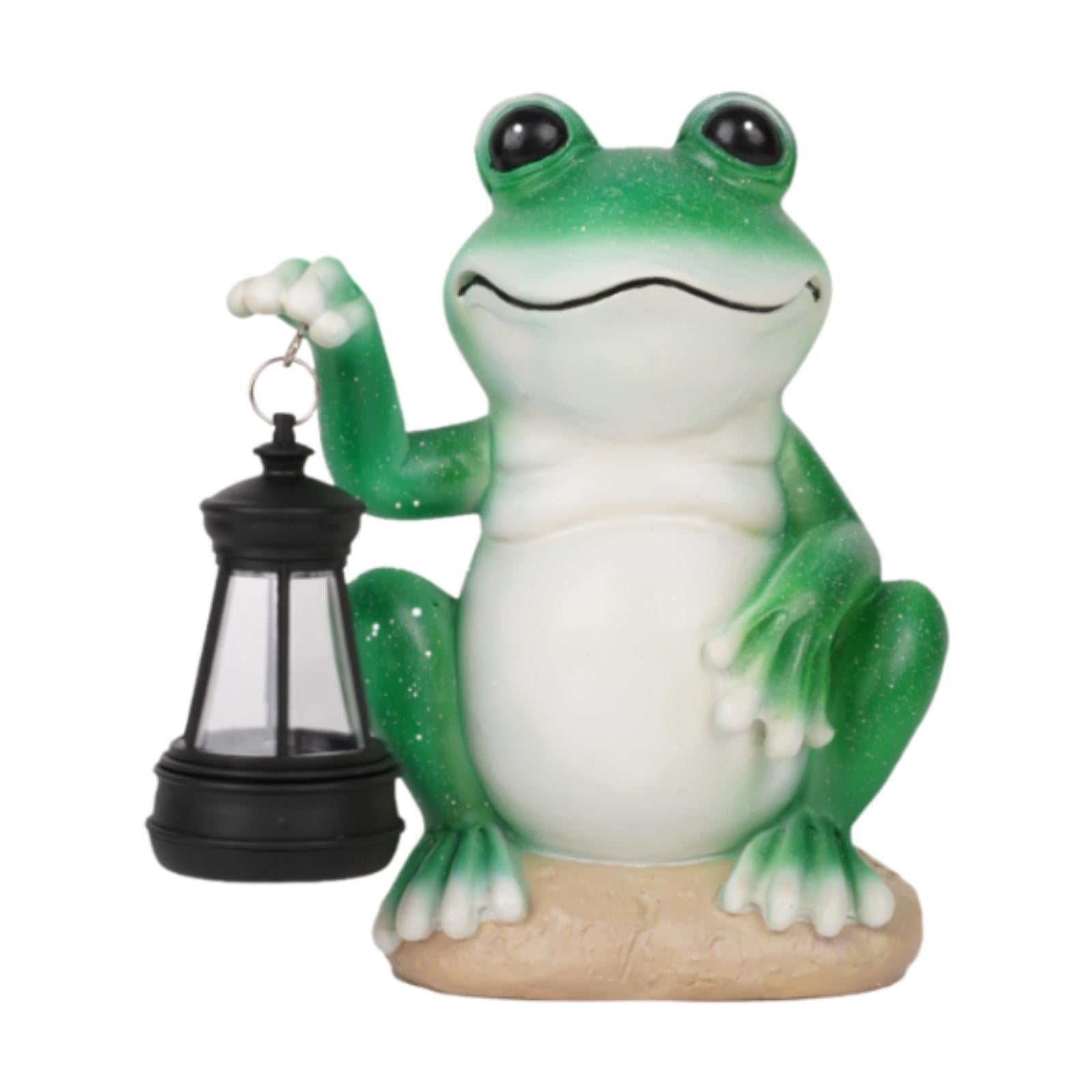 figatia Solar Frog Statue Garden Decoration with Solar Lantern Ideal ...