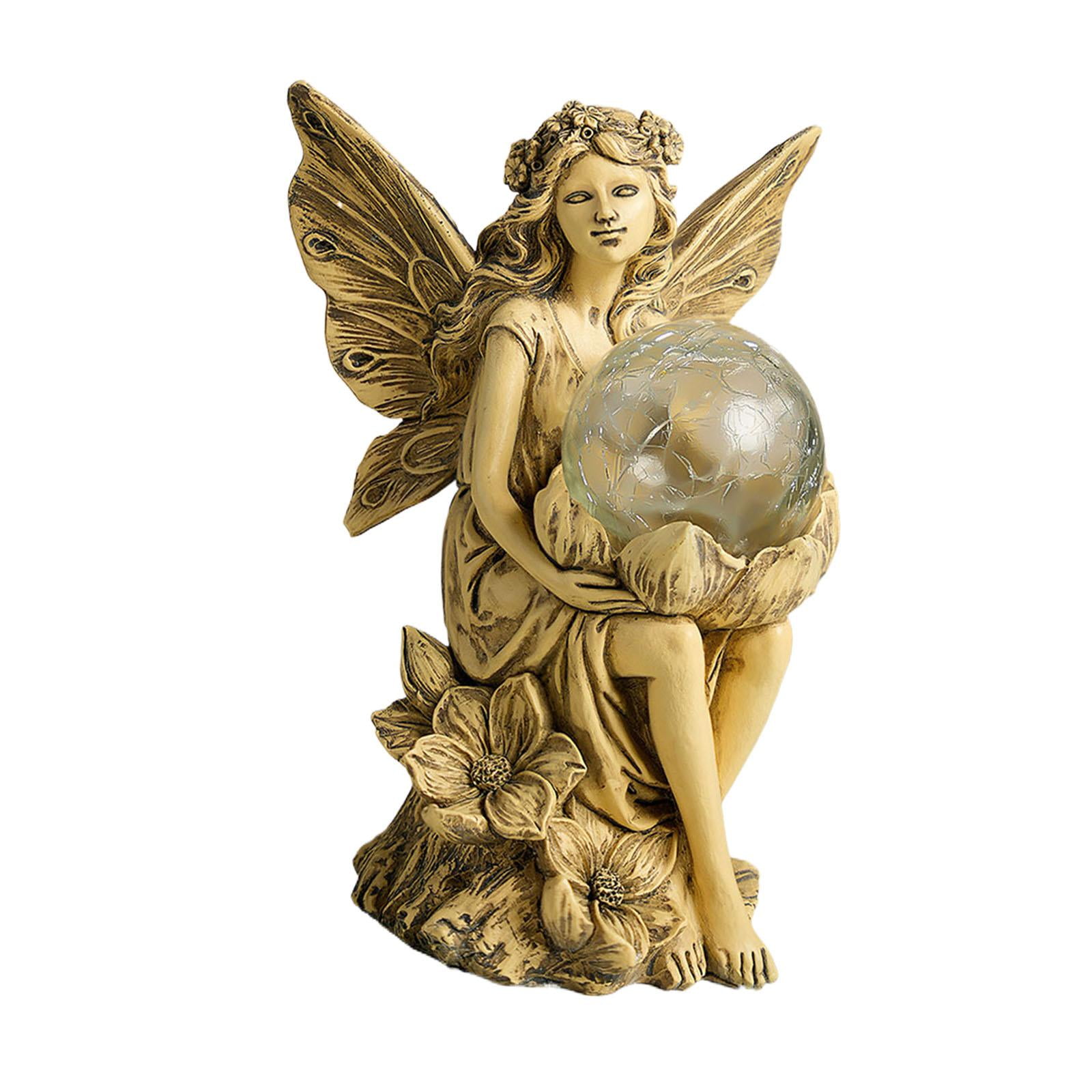 figatia Solar Lamp Fairy Statue Fairy Figure Sculpture Creative Yard ...