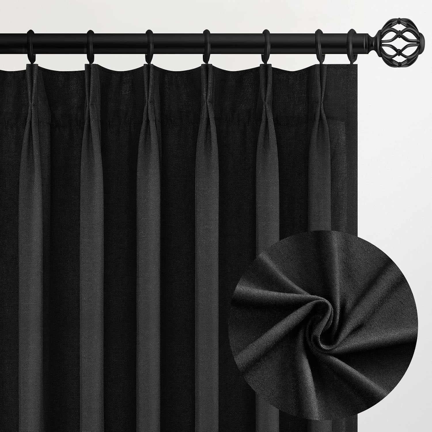 fikdv Natural Pinch Pleated DXQPIOA Curtains 84 Inch Length 2 Panels ...