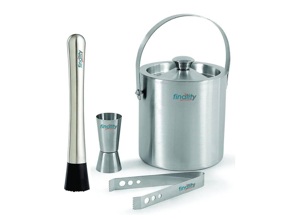 finality Ice Bucket with Tong 15 Liter Peg Measuring Jigger and Muddler ...