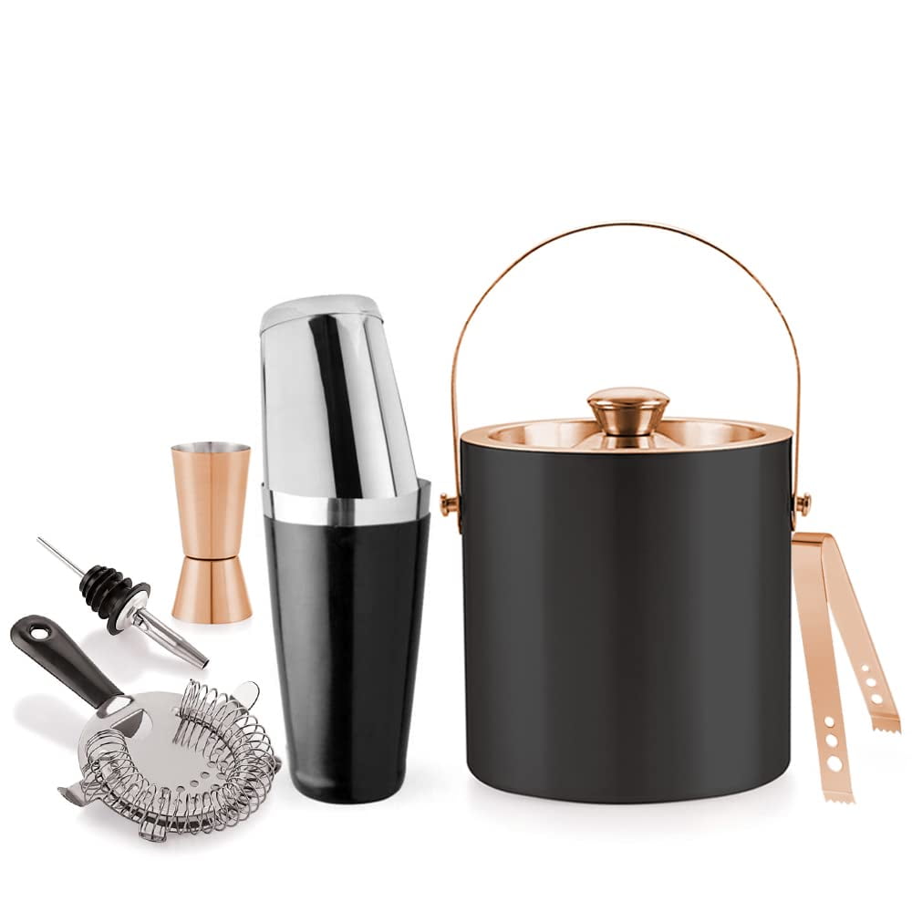 finality Stainless Steel Copper and Black Ice Bucket with Lid 175 Liter ...