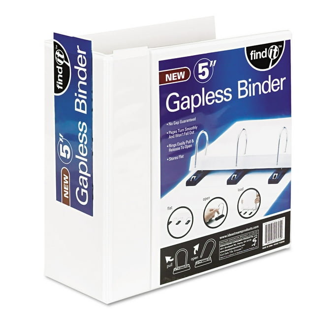 find It Gapless Loop Ring View Binder, 11 x 8-1/2, 5" Capacity, White ...