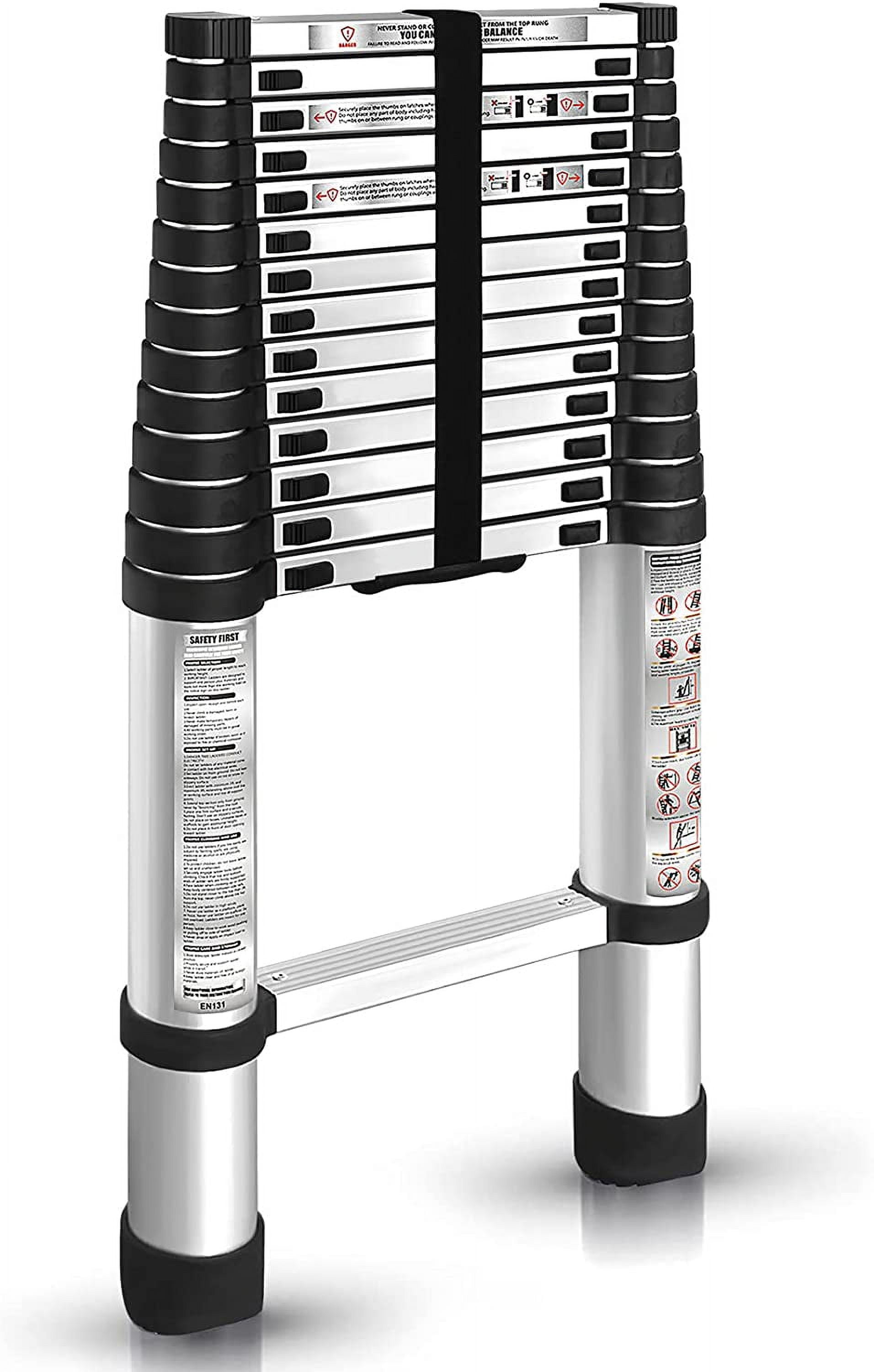 findmall 14.5FT / 4.4M Aluminum Telescopic Ladder Folding Step Inward ...