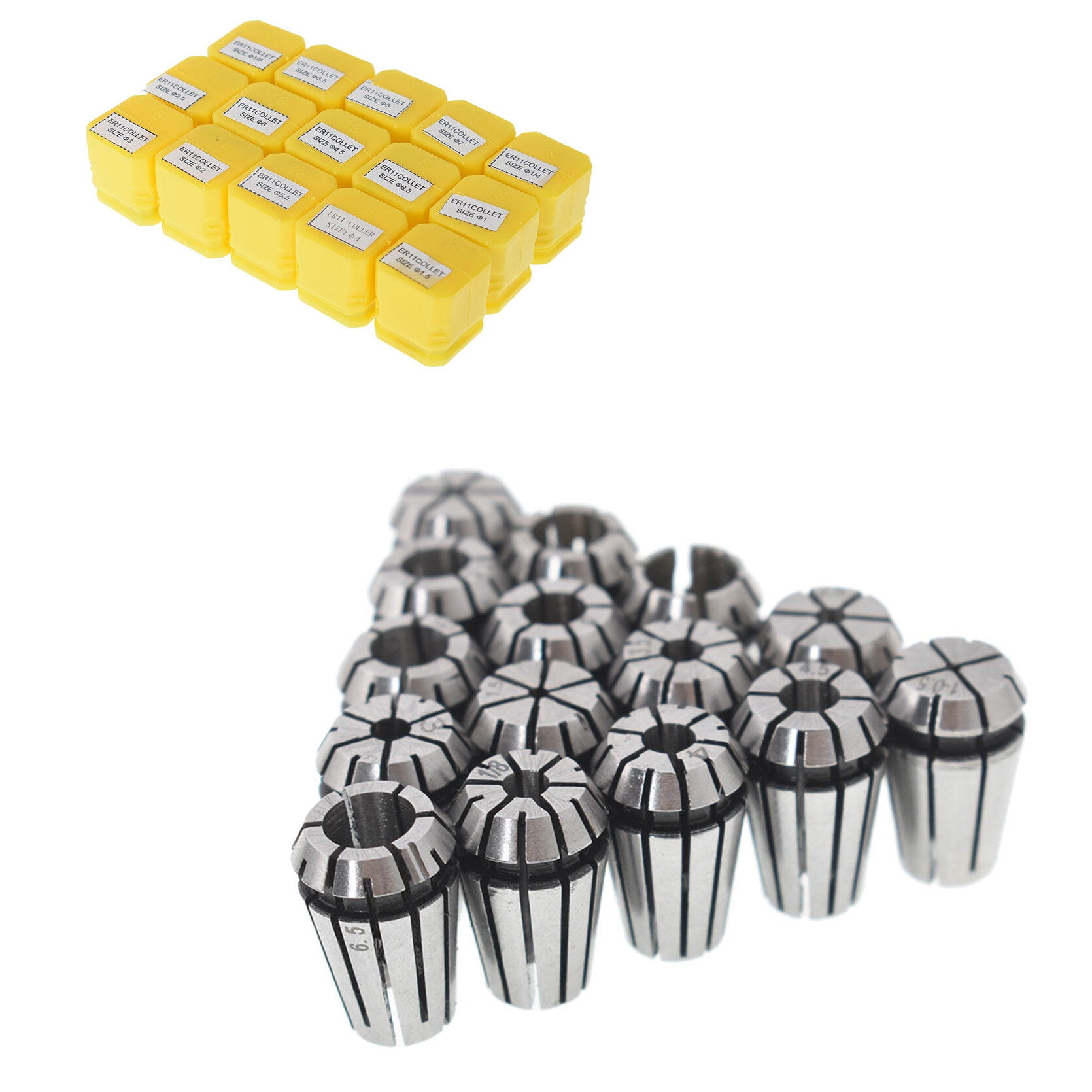 findmall 15Pcs ER11 Precision Spring Collet Set 1/16-3/4 for CNC ...