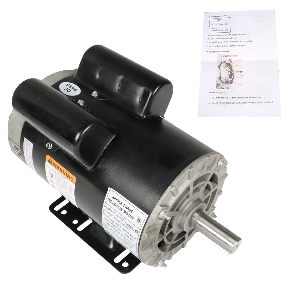 findmall 5 HP Compressor Duty Electric Motor 1 Phase 3450 RPM 56 Frame ...