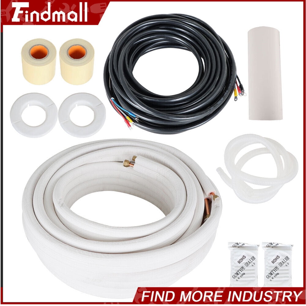 findmall 50 Feet Install Kit For Mini Split Heat Pump Systems 1/4" - 3/ ...