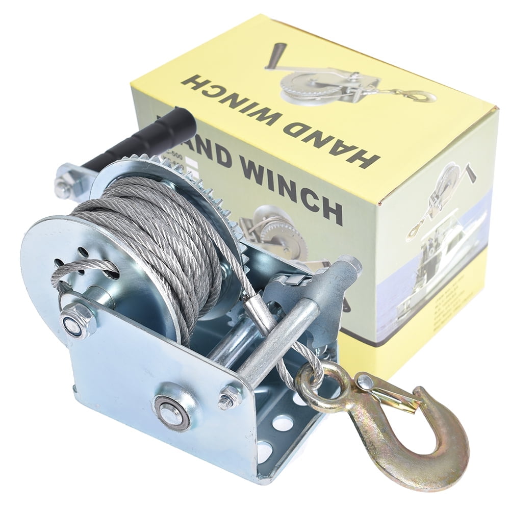 findmall 600 lbs Hand Winch Heavy Duty Steel Cable Crank Gear Winch ATV ...