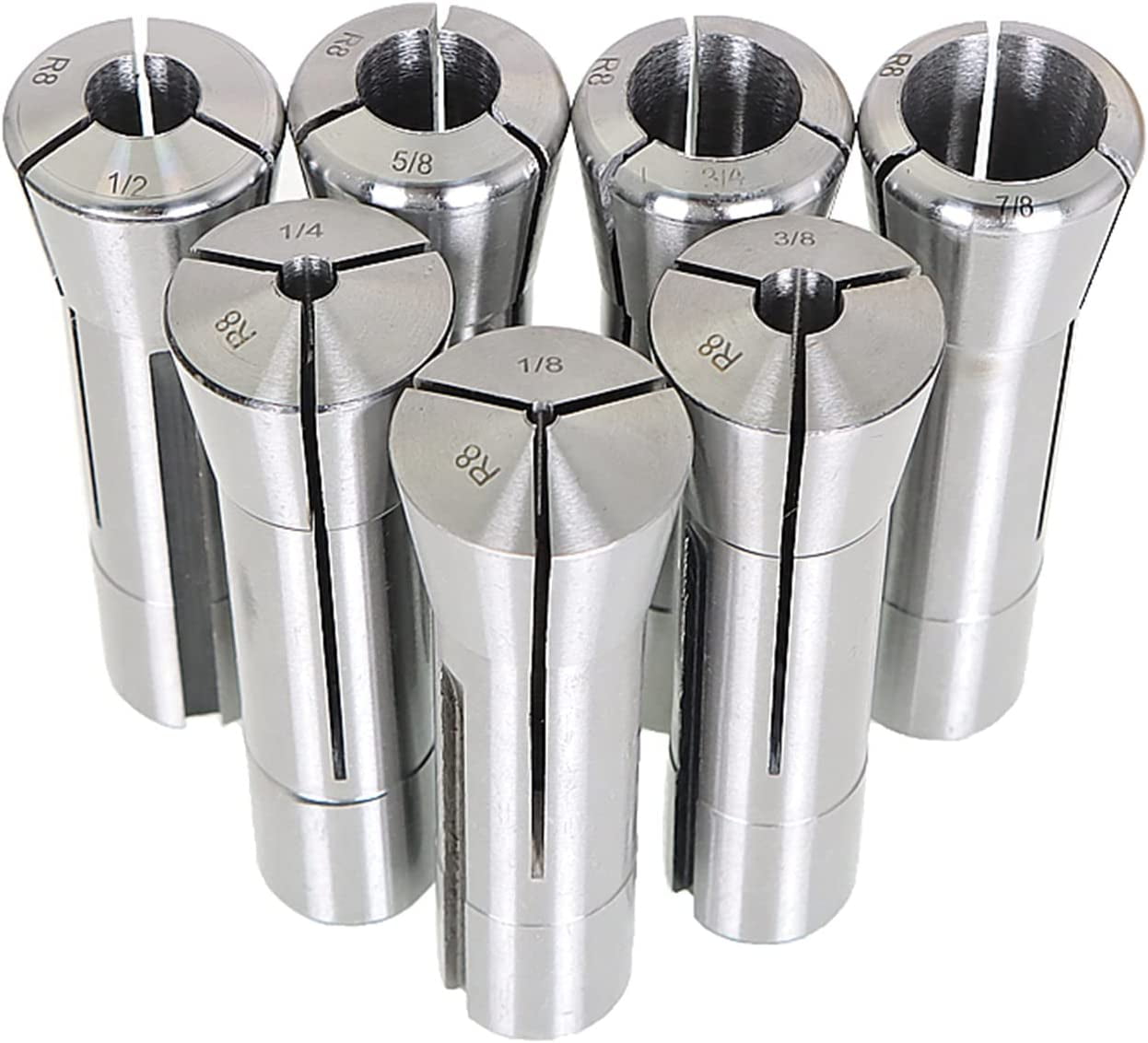 findmall Steel Collet 1/8 inch - 7/8 inch R8 Collet Kit for Milling ...