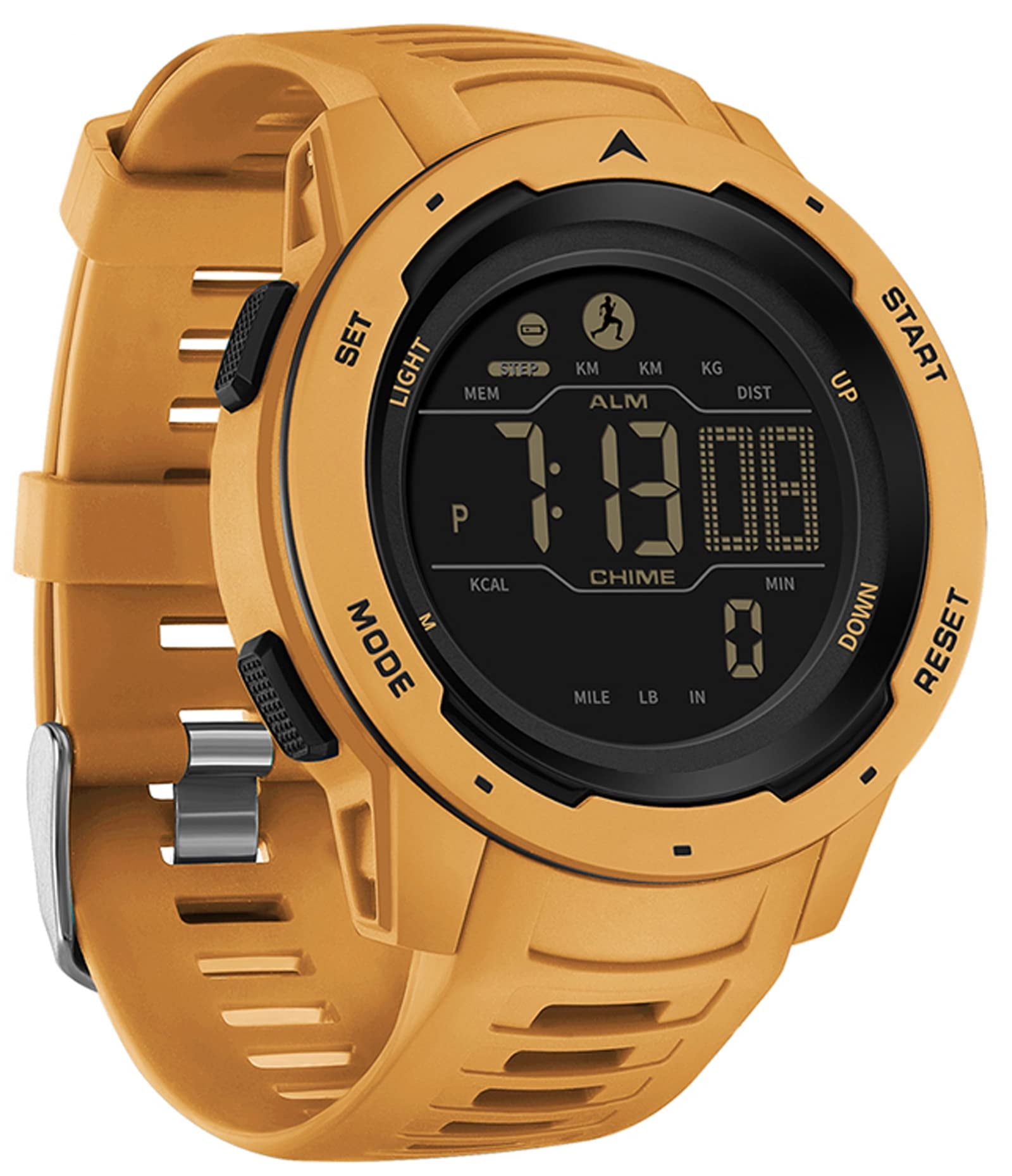 Findtime Men's Digital Pedometer Watch, 5ATM Waterproof, Military Tactical, Sport, Stopwatch ...