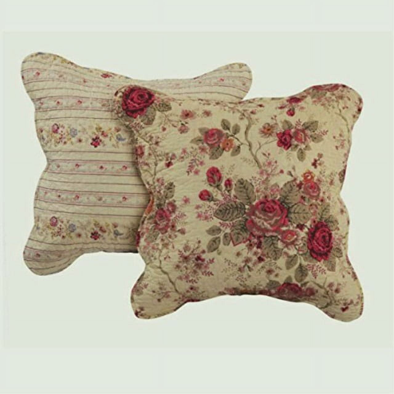 finely stitched cottage romantic floral roses print pattern cream ...
