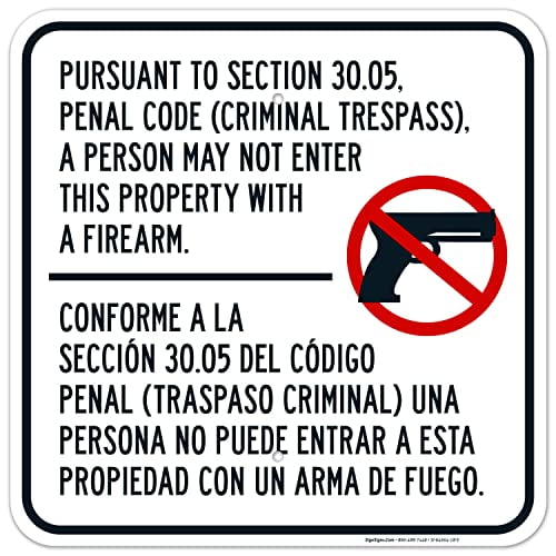 firearms prohibited on property criminal trespass section 30.05 ...