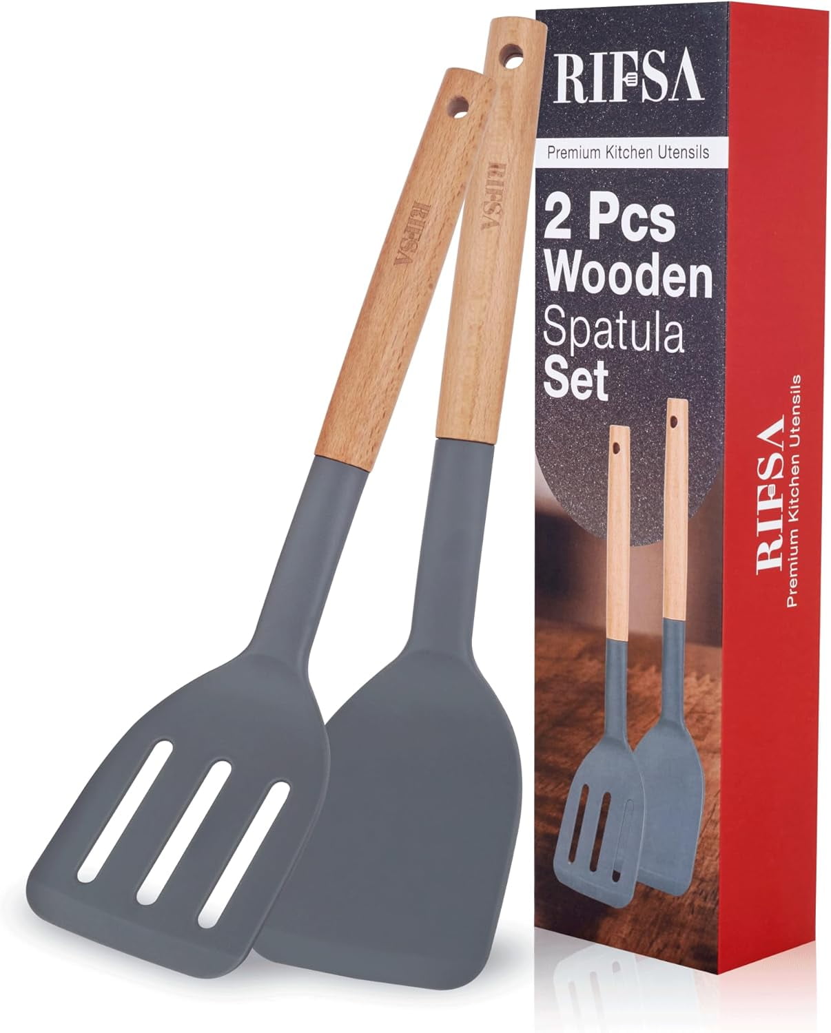 fish spatula stainless steel- spatulas for nonstick cookware (wooden ...