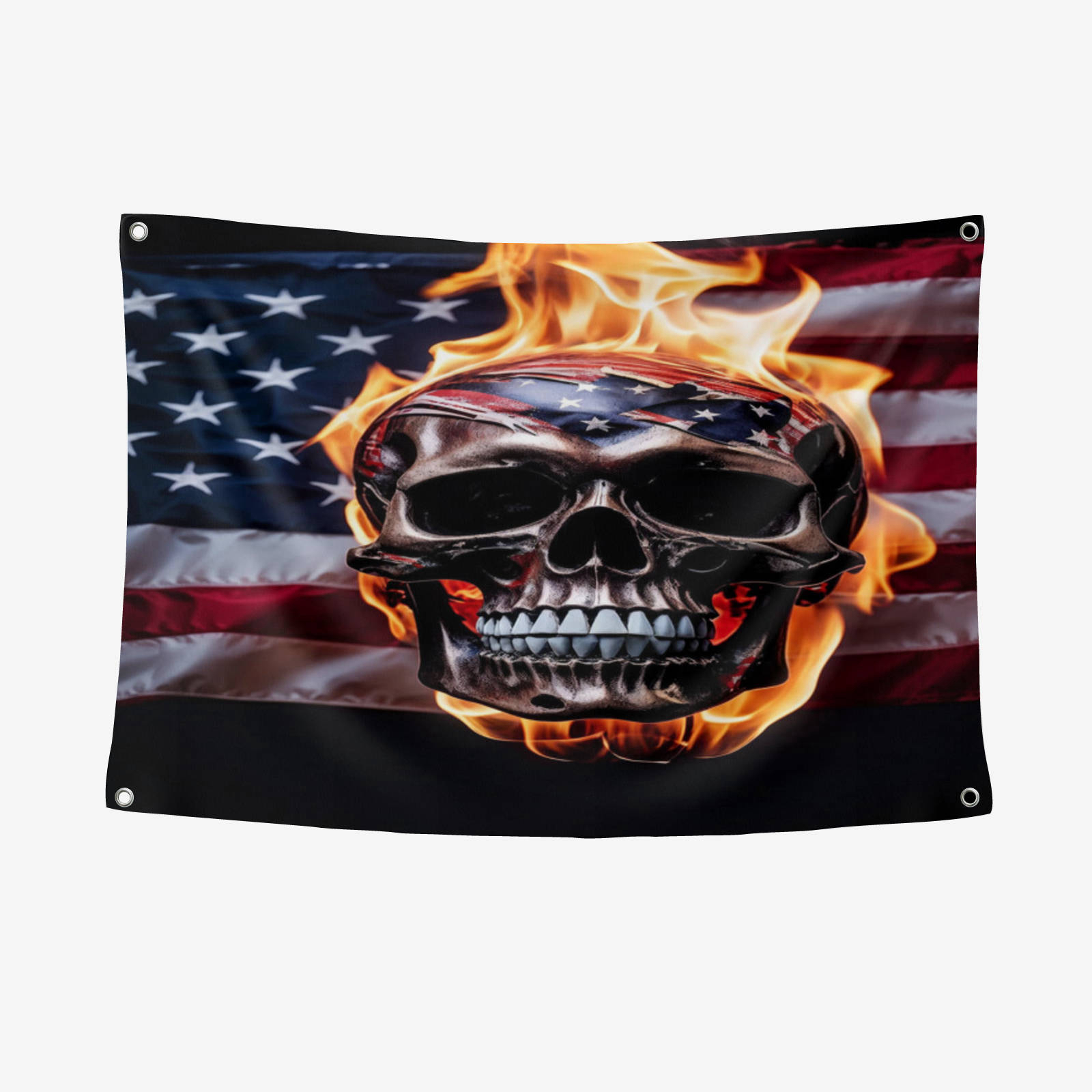 flame skull american flag Banner Background Backdrop flame skull ...