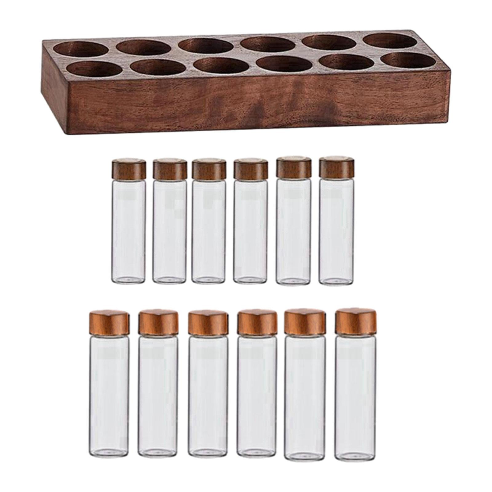 flameer 12Pcs Coffee Bean Storage Tubes Coffee Cellar Tube with Walnut ...