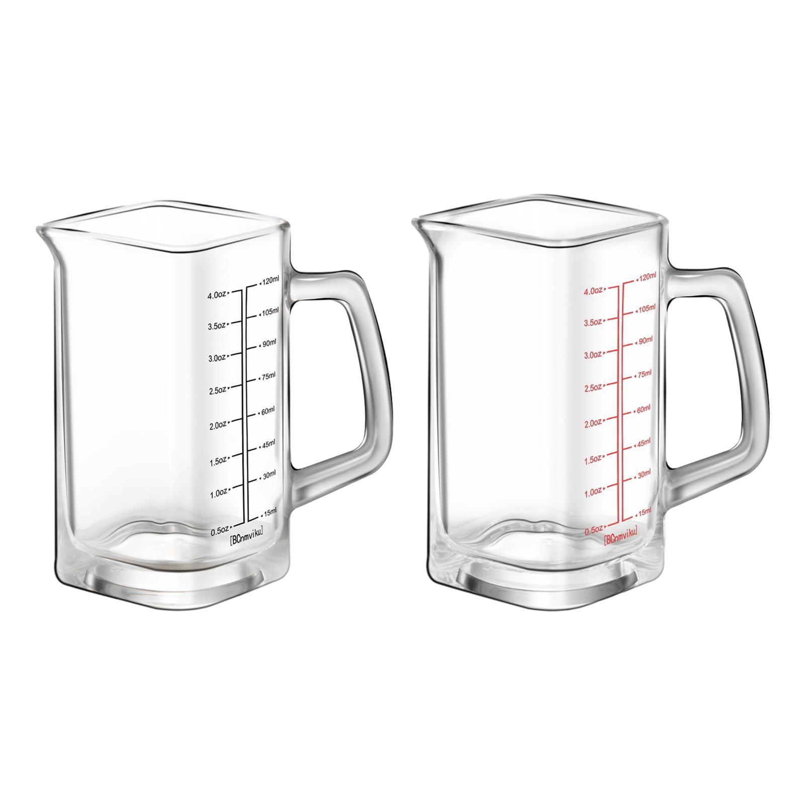 flameer 2 Pieces Clear Glass Measuring Cup Heat Resistant Graduated ...