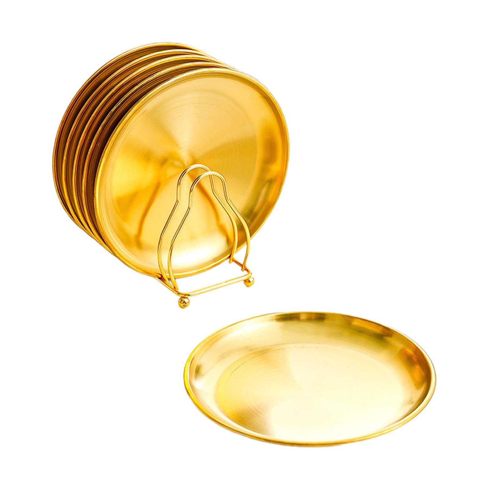 flameer 6 Pieces Dinner Plate Gold Kitchen Metal Dish Plate for Home ...
