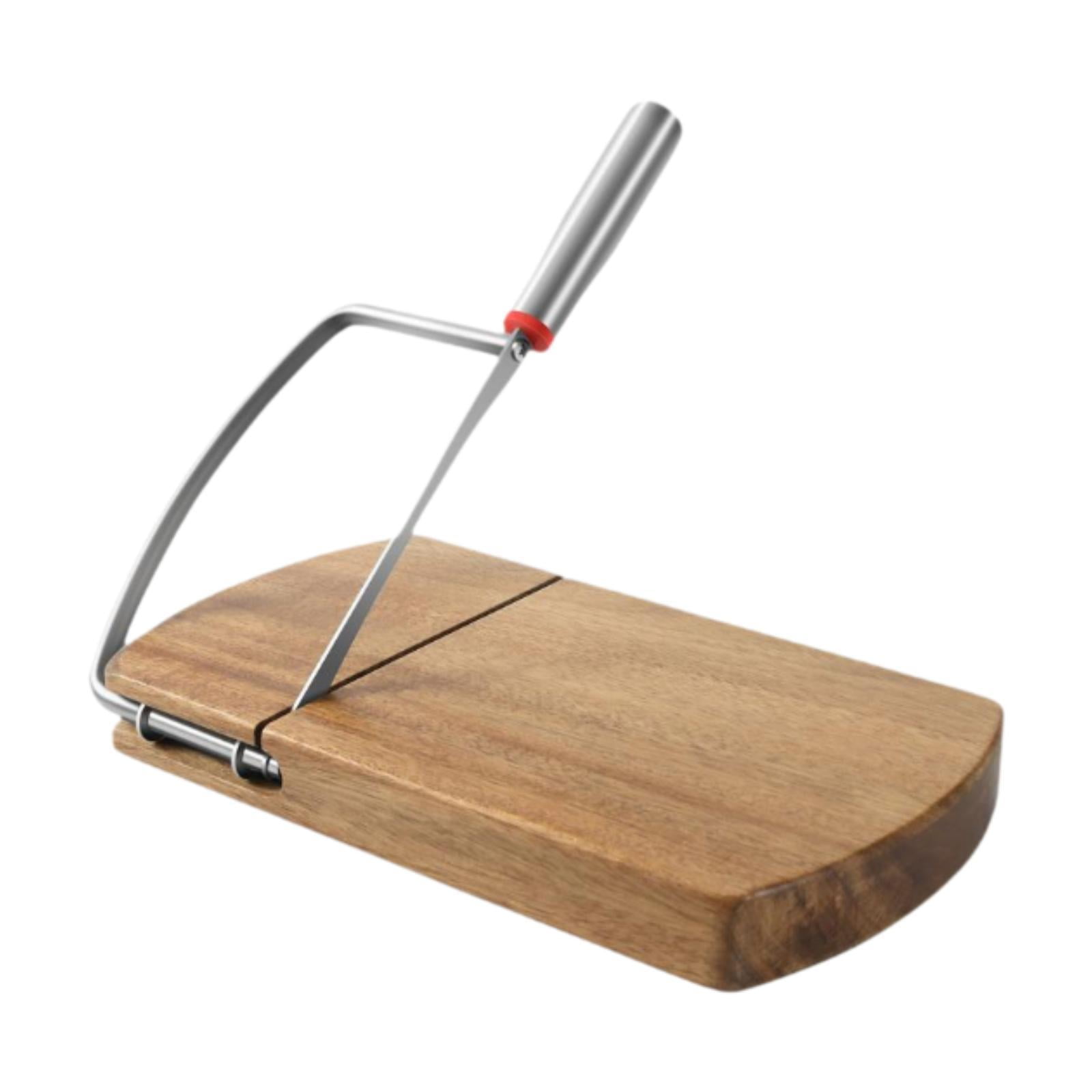 flameer Acacia Wood Cheese Slicer Utility Cheese Cutter for Block ...