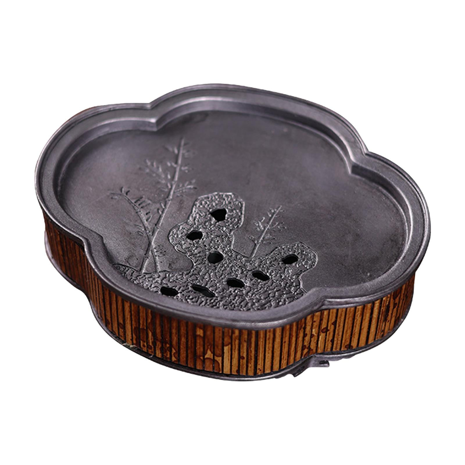 flameer Bamboo Tea Tray Drainage Table Box with Water Storage for ...