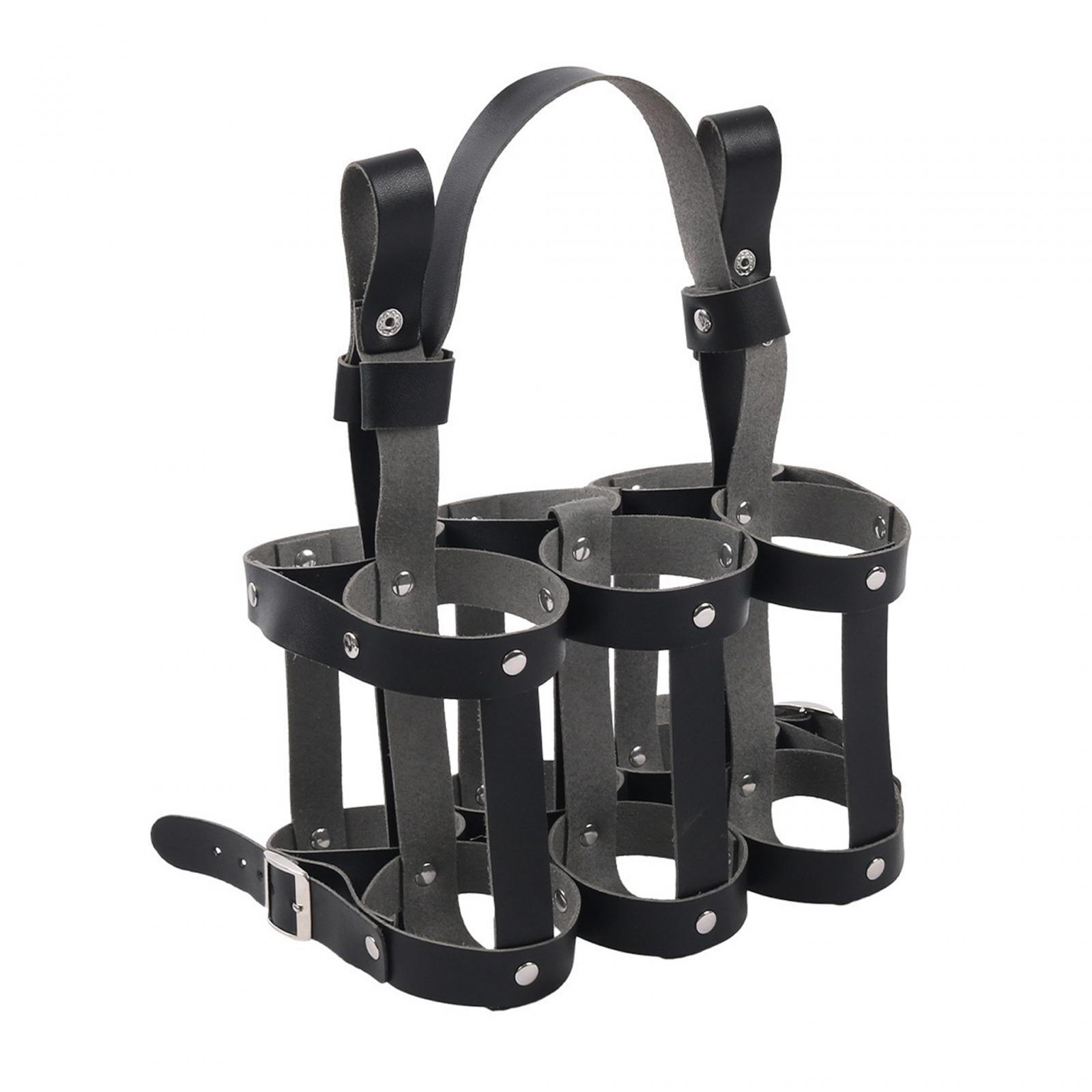 flameer Beer Bottle Cage Leather with Handle Beer Can Holder 6 Cups ...