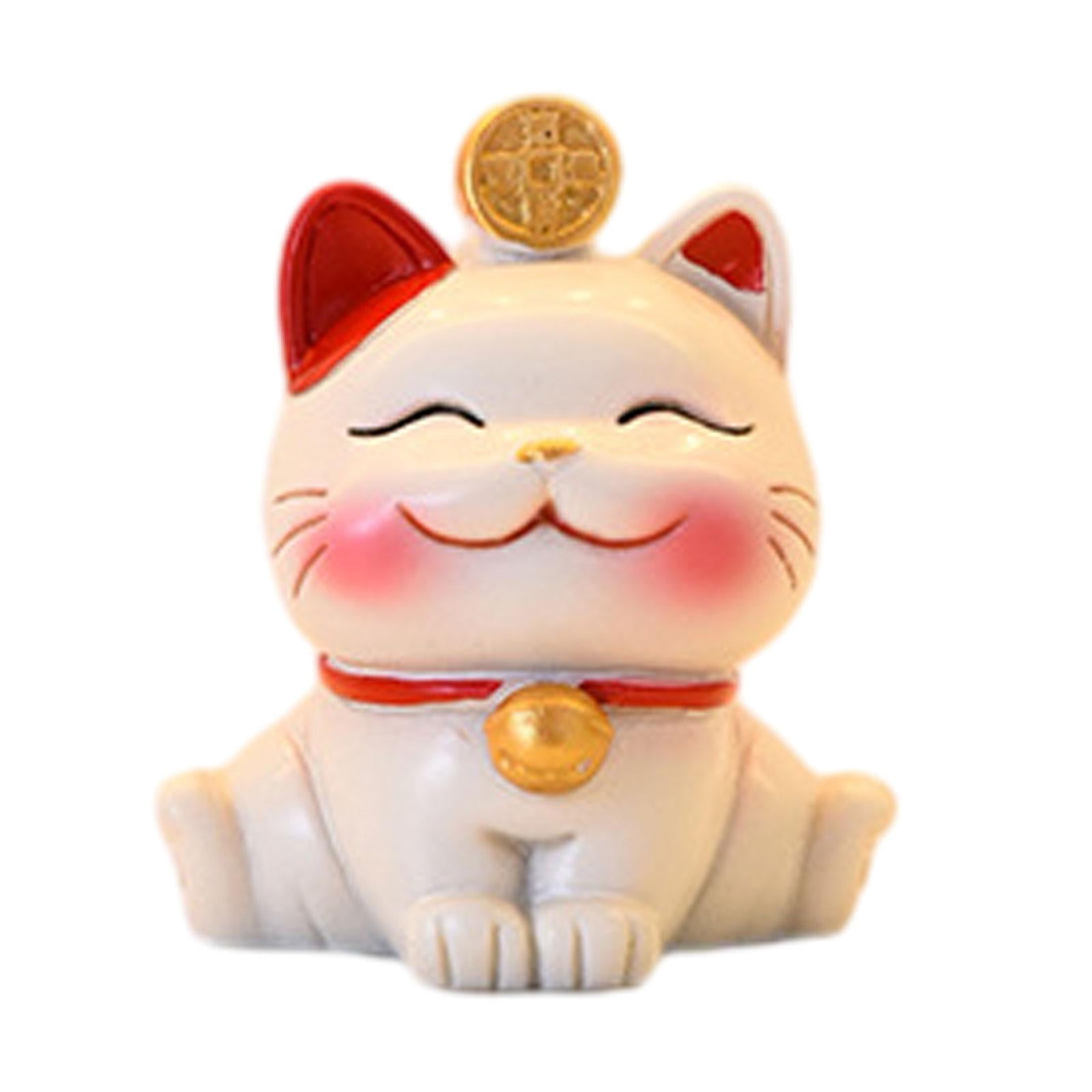 flameer Chinese Cat Statue Mini Lucky Cat Desk Ornaments Housewarming ...