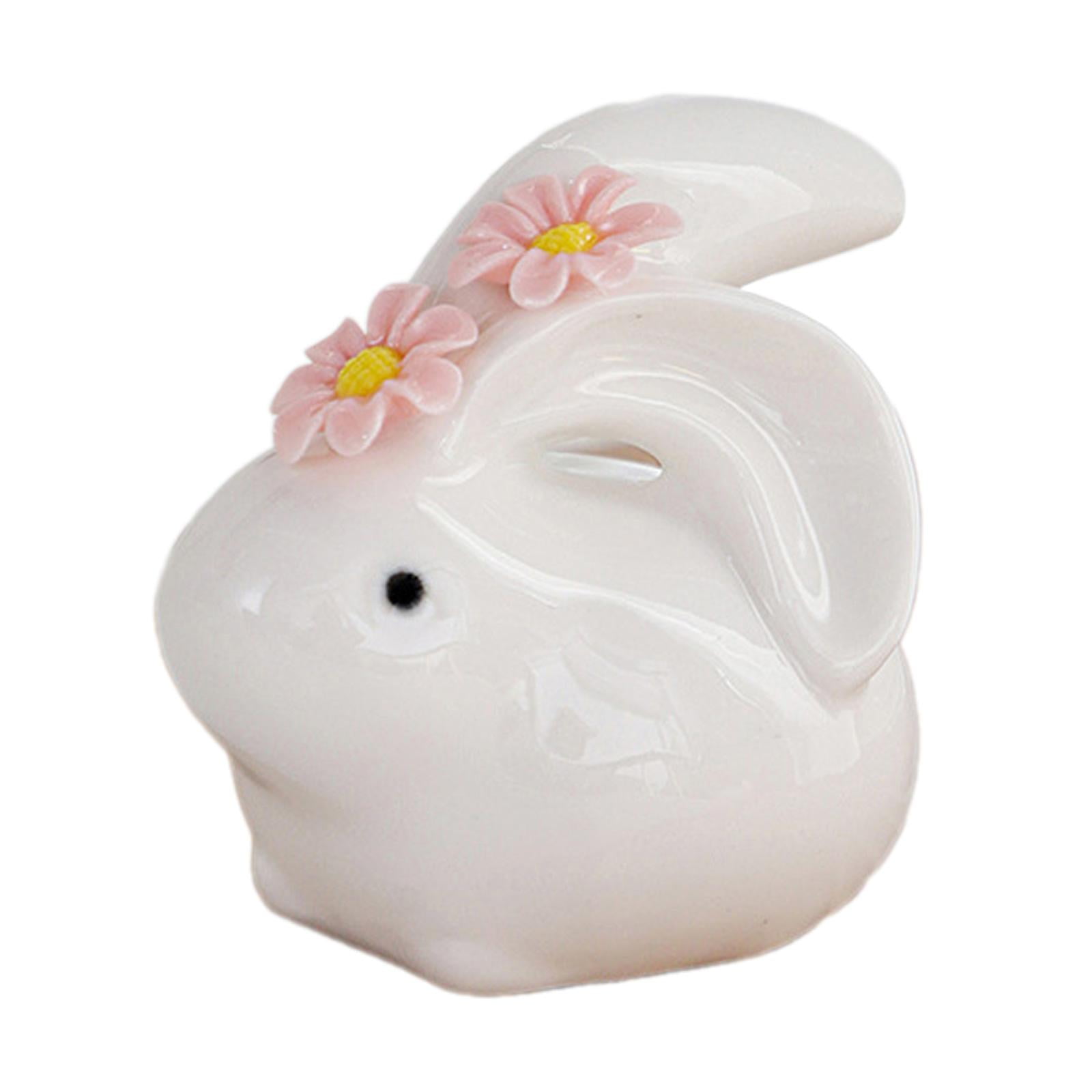 flameer Desktop Decoration Bunny Figurine Collectible Ceramic Rabbit ...