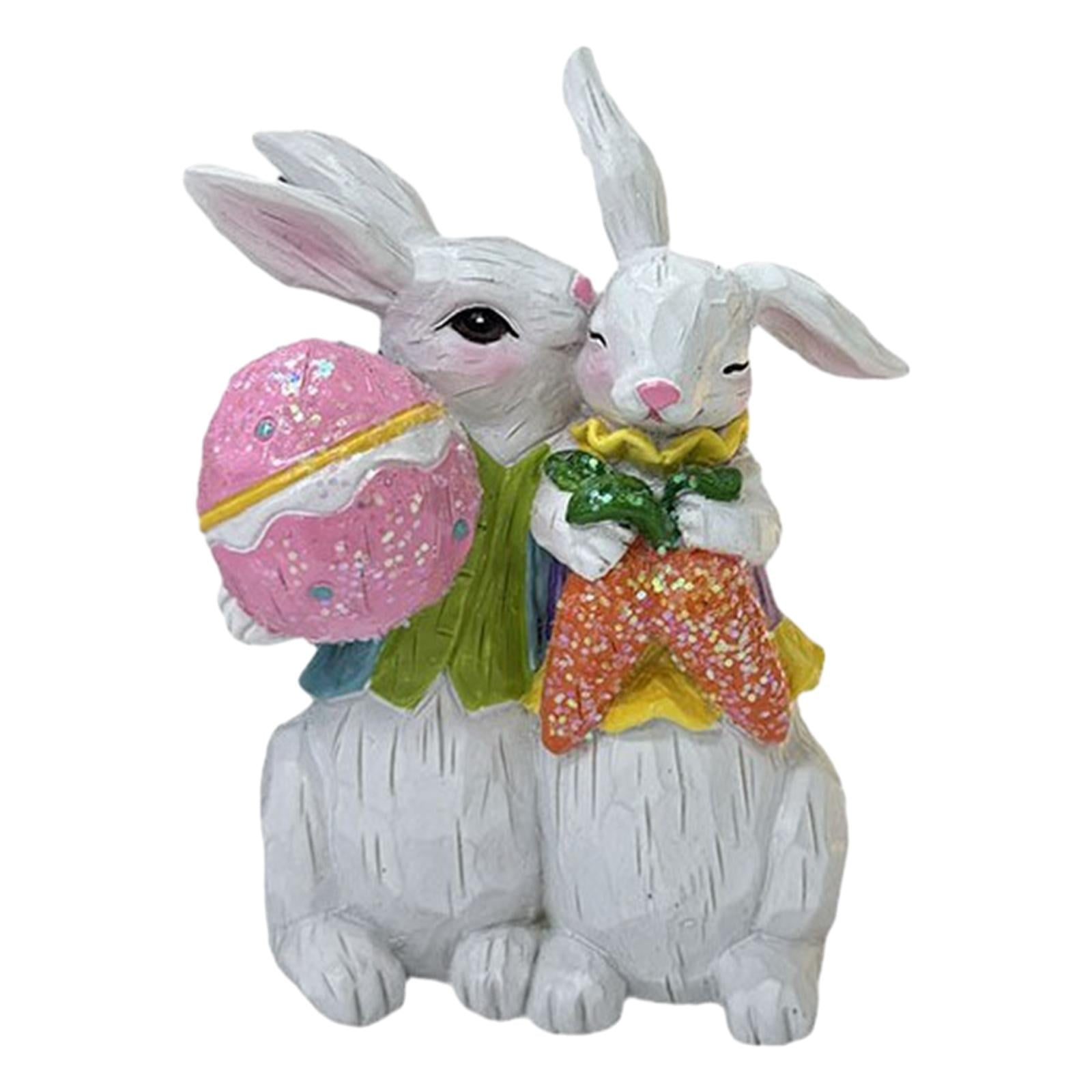 flameer Easter Bunny Decor Cute Resin Animal Sculpture Easter Egg ...