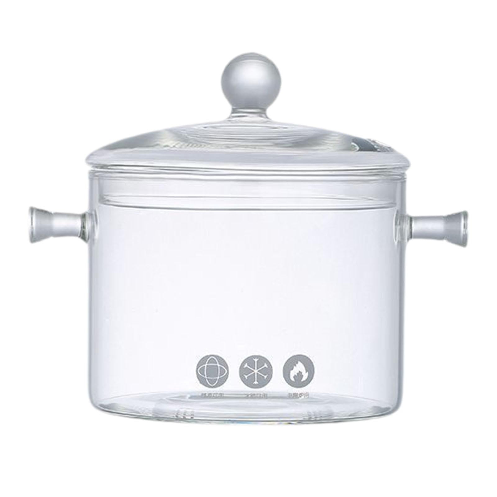 flameer Glass Cooking Pot with Lid Double Handle Stovetop Pot for ...