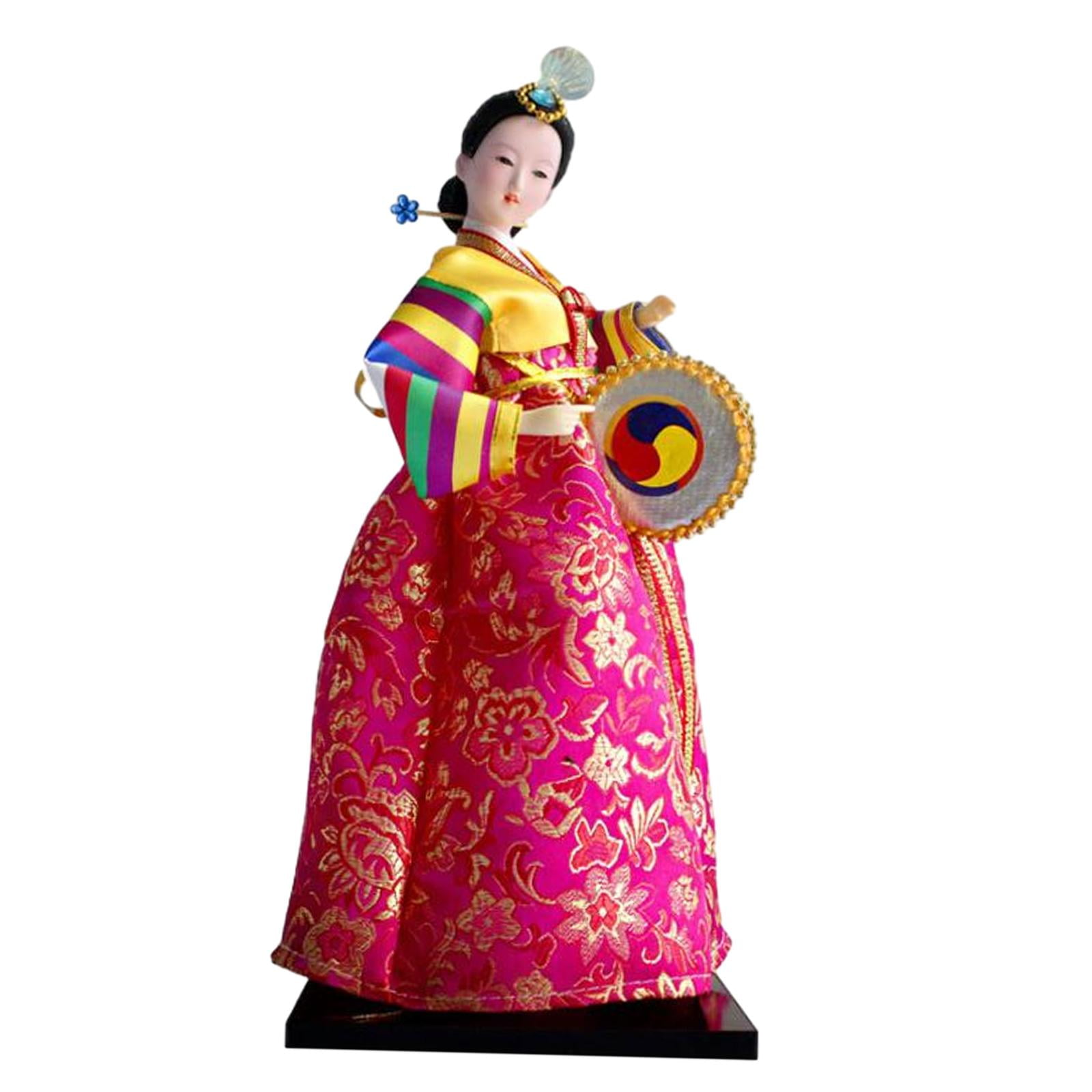 flameer Hanbok Doll Korean Geisha Doll Mini Kabuki Statue Traditional ...