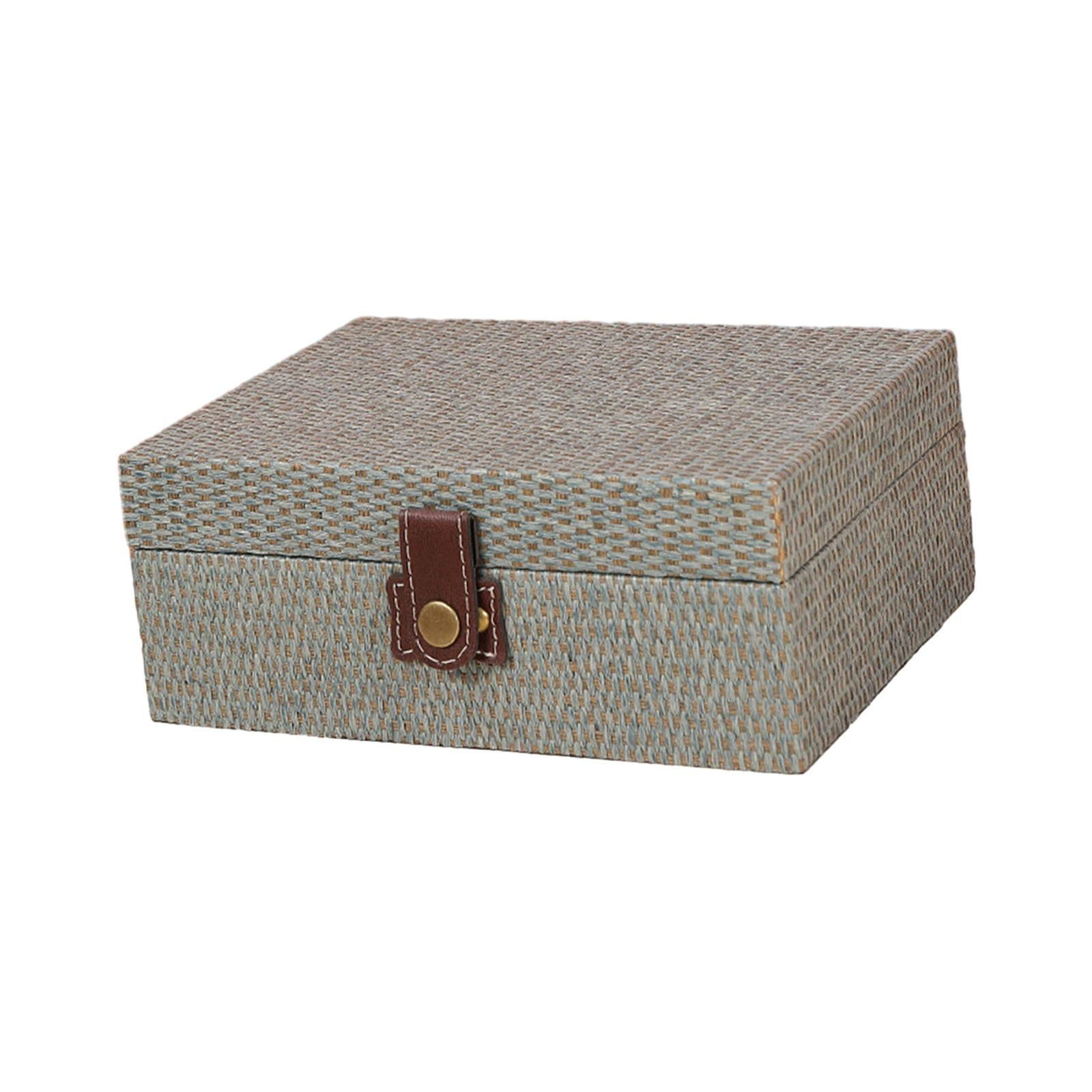 flameer Leather Buckle Storage Box Organizer Solution Wooden Organizer ...