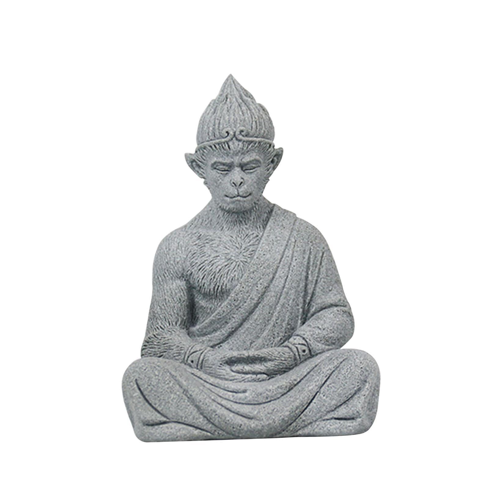 flameer Miniature Figurine Sun Sculpture Balcony Sitting Monkey Buddha Statue 14.5x7x9.8cm ...