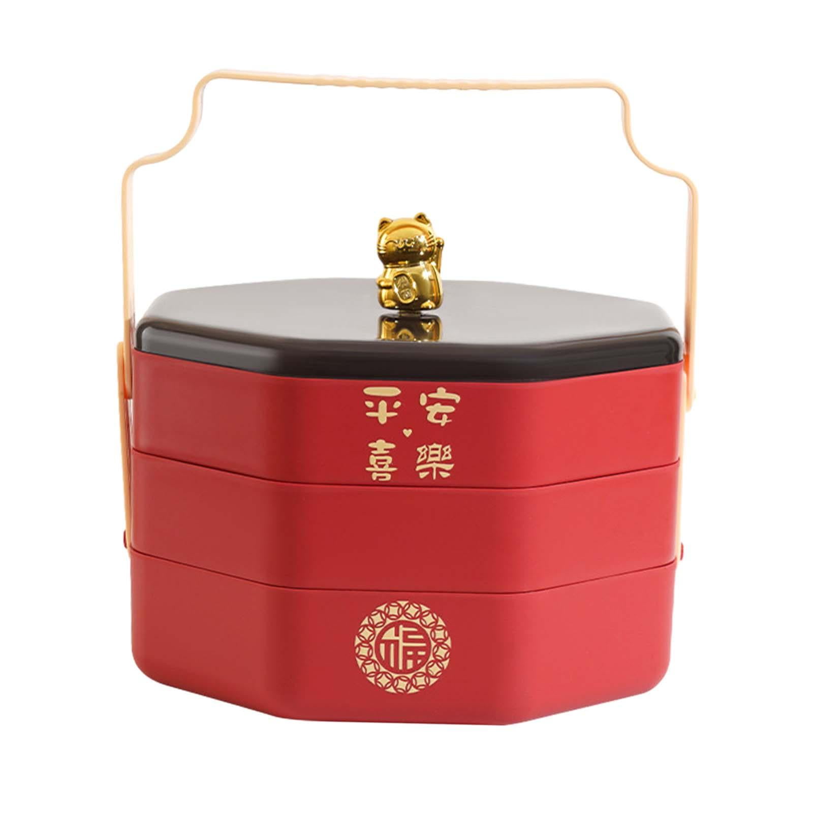 flameer Portable Divided Serving Tray with Lid Chinese New Year ...